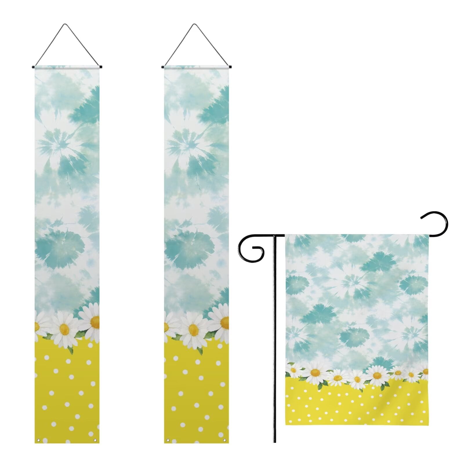 Chririnla Daisy Tie Dye Polka Dots Welcome Porch Banner and Garden Flag ...