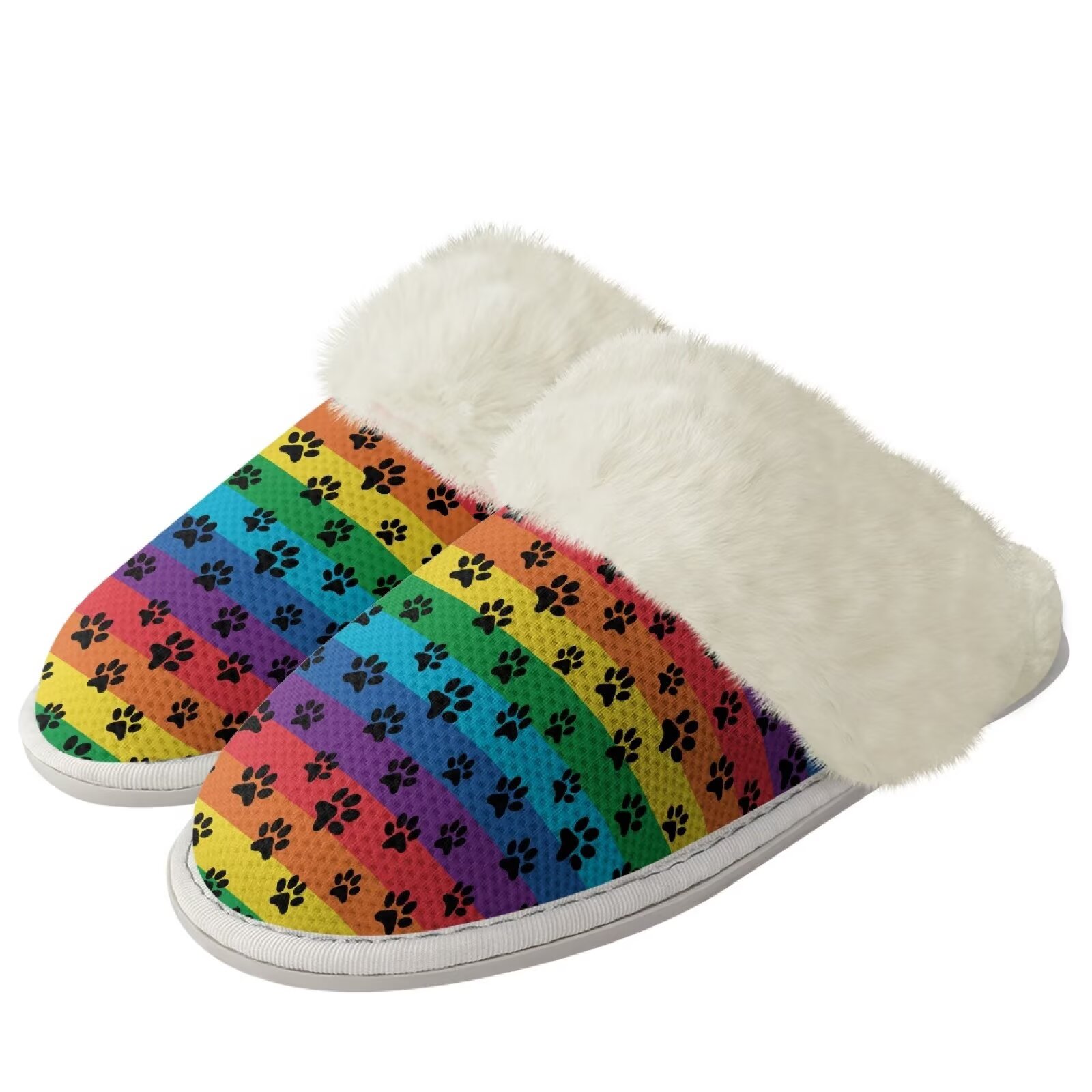 Chririnla Dog Paws Fuzzy Slippers Women Outdoor Casual Non-Slip Sneaker ...