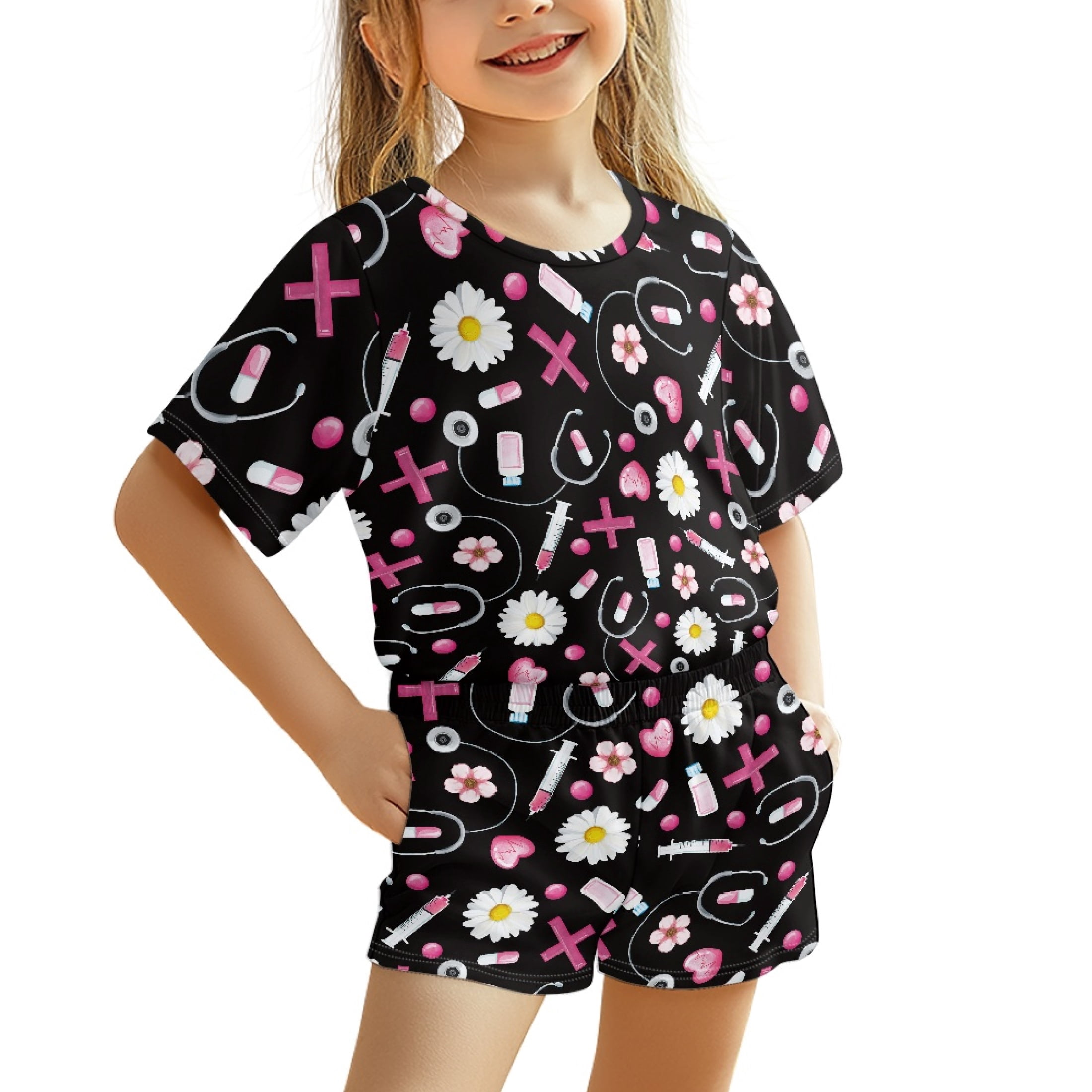 Chririnla Elastic Waist Kids Summer Outfit 3-16 Years Breathable Soft ...