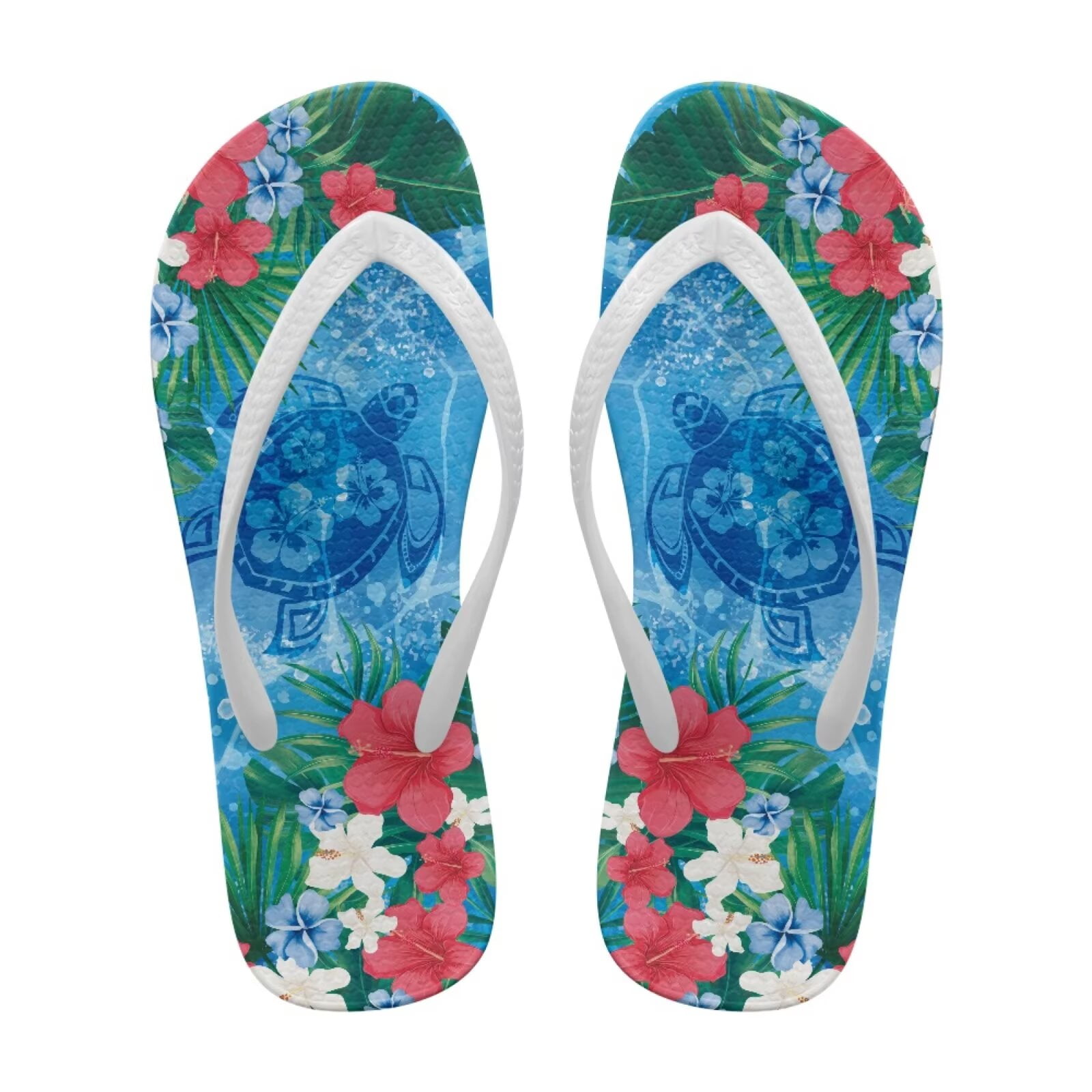 Chririnla Flip Flops For Women Bathroom Tropical Sea Turtle Shower ...