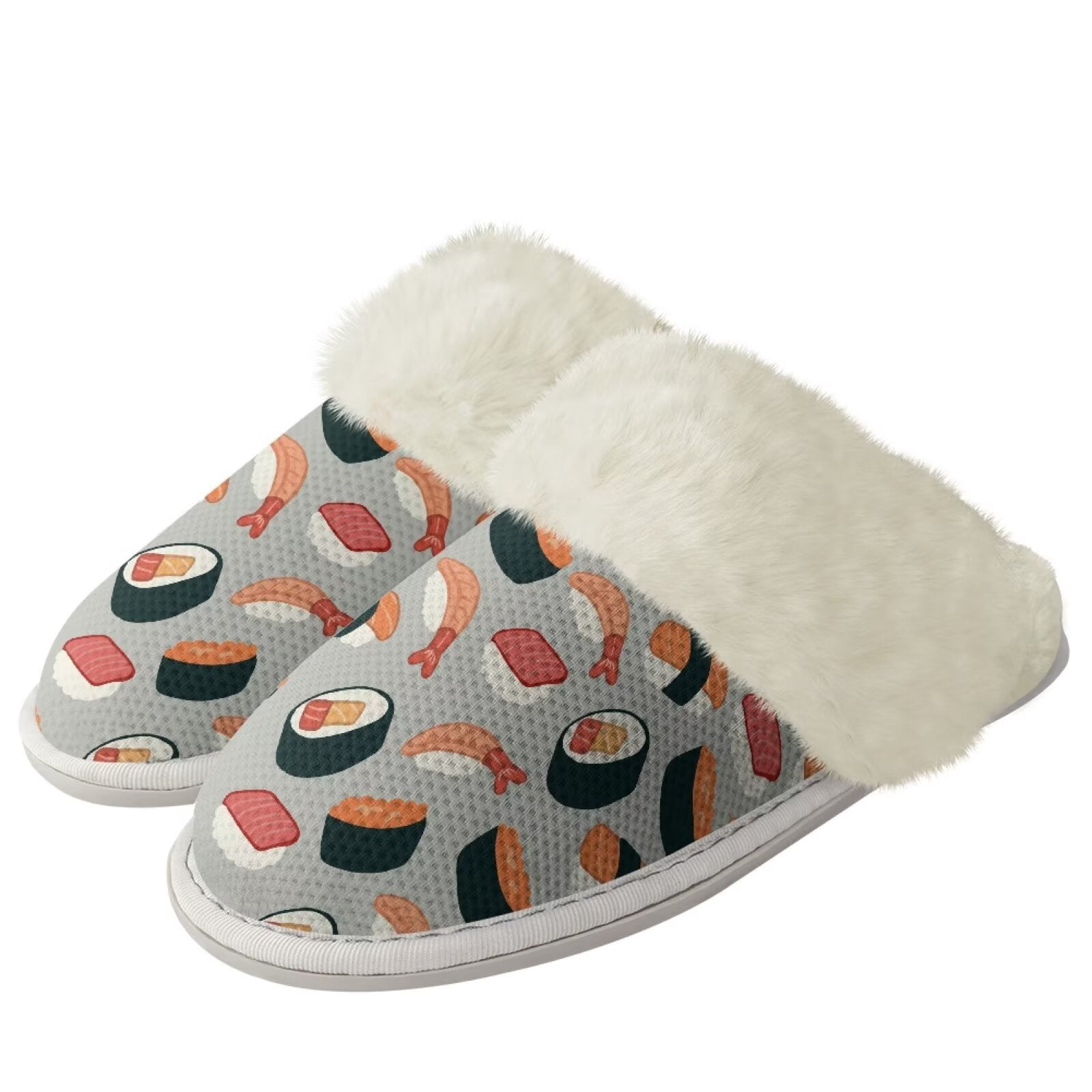 Chririnla Food Print Plush House Slippers for Women Fuzzy House ...