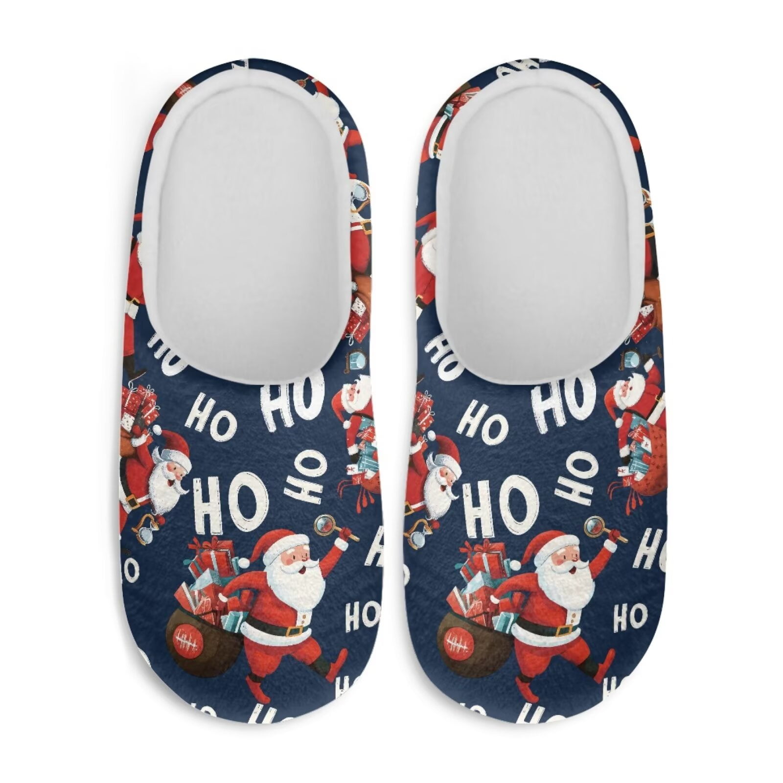 Chririnla Funny Santa Claus Women's Plush Slippers Soft Fuzzy Warm Keep ...