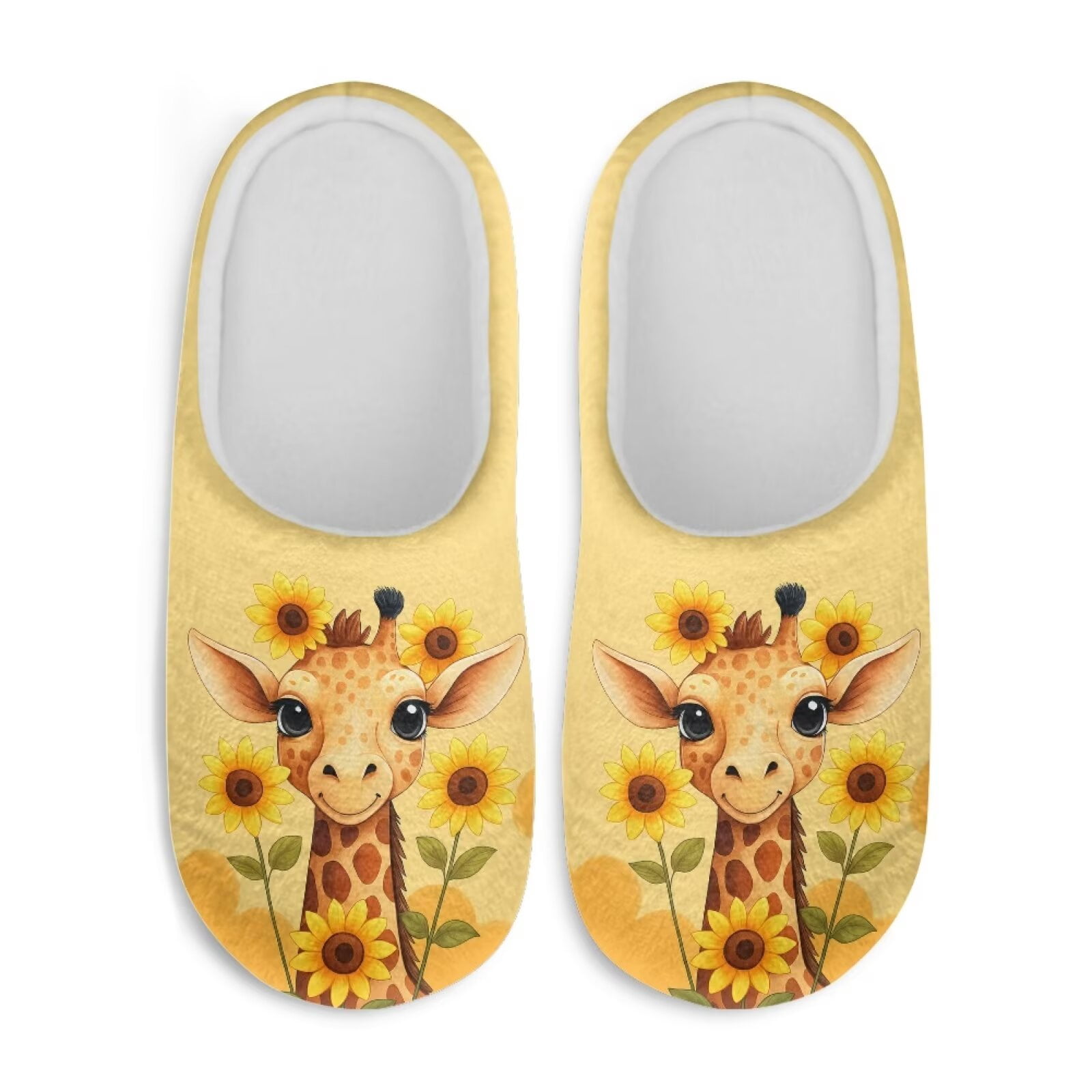 Chririnla Giraffe Sunflower Winter Slippers Warm Cozy Comfort Sole Anti ...