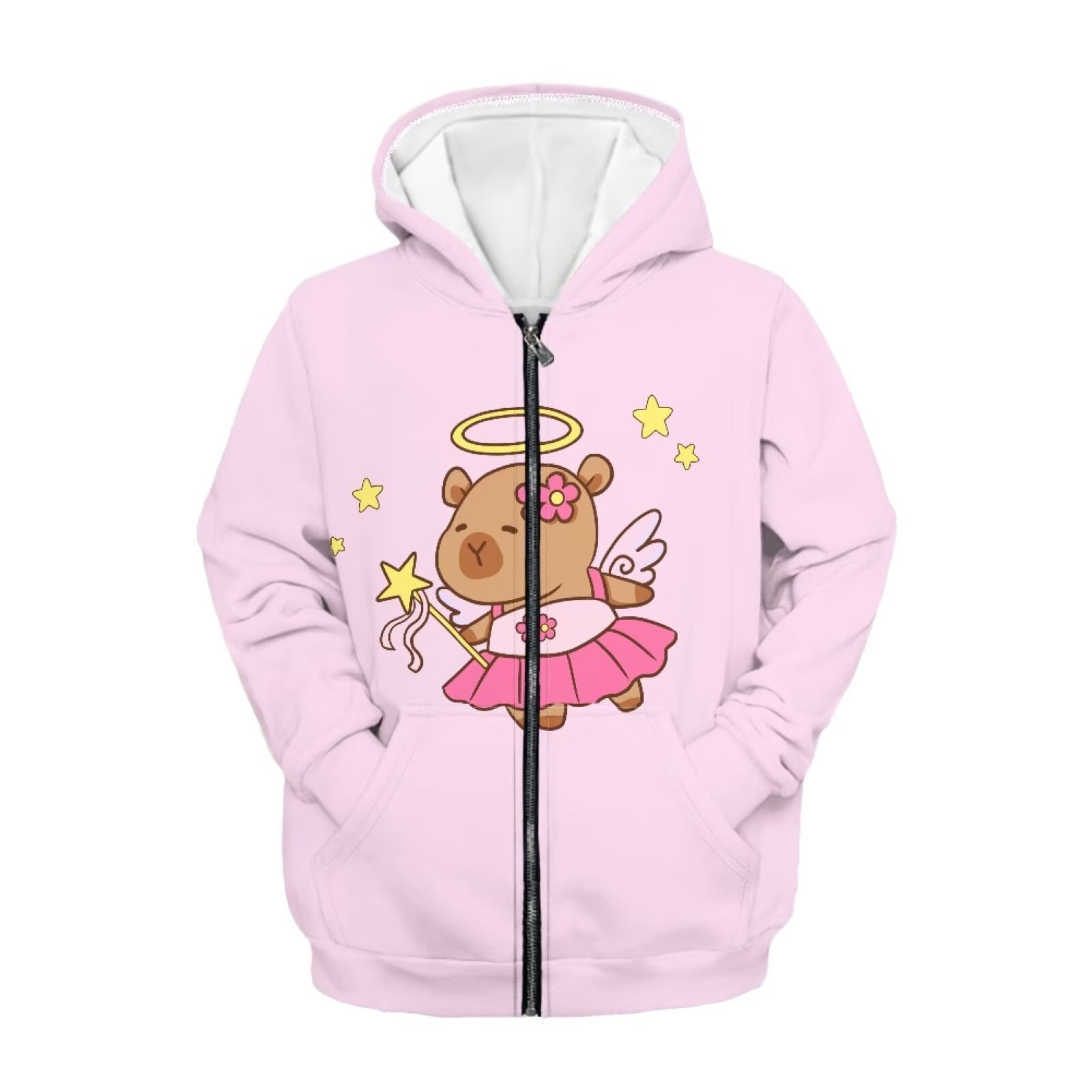 Chririnla Girls Capybara Stars Girls Zip Up Hoodie Lightweight Comfy Long Sleeve with Pockets ...