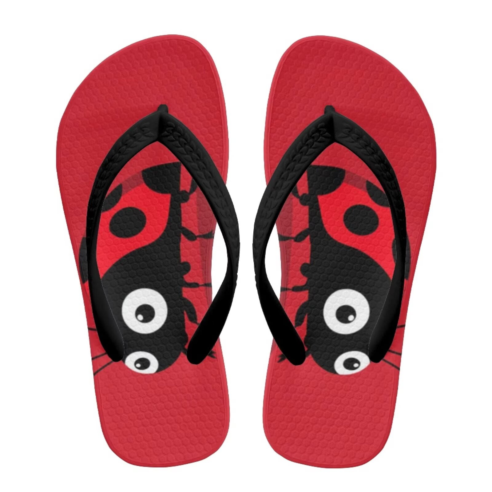 Chririnla Girls Red Ladybug Flip Flops US 12 Kids Slip on Thong Sandals ...