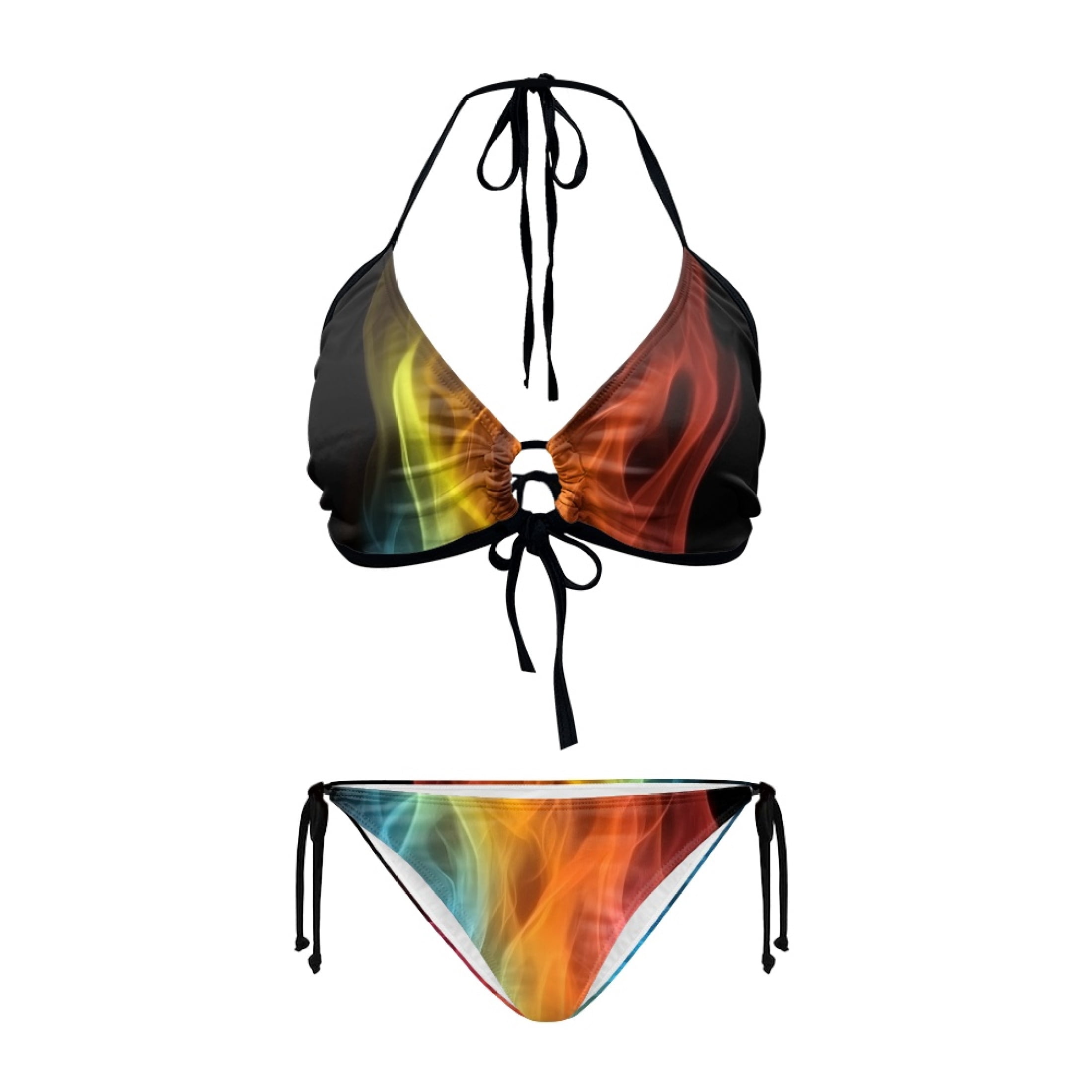 Chririnla Gradient Flame Smoke Bikini Set - Adjustable Halter Neck ...