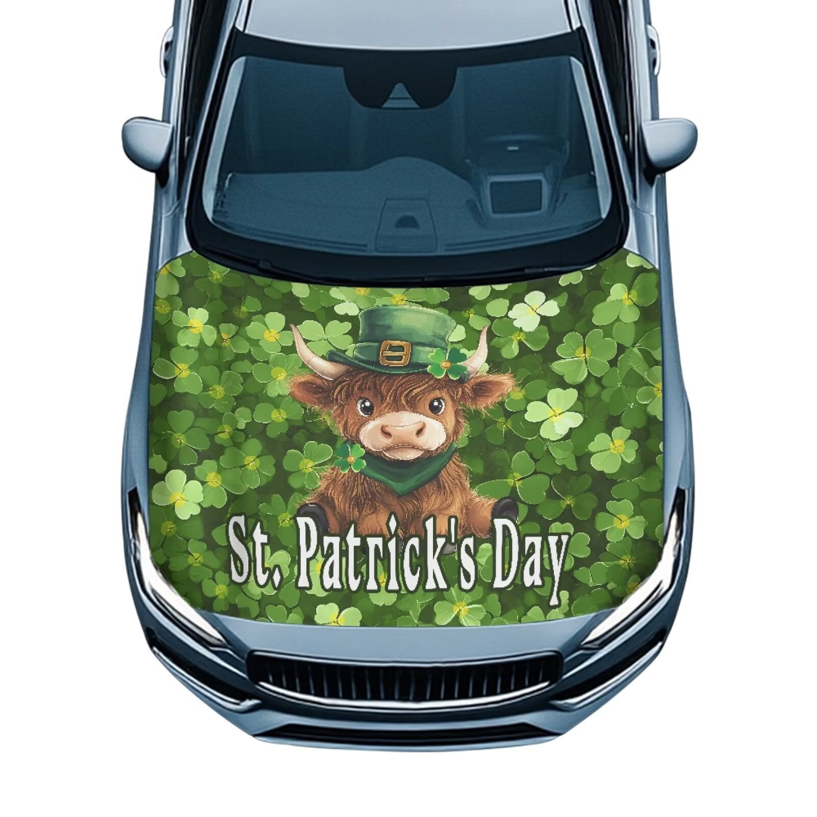 Chririnla Highland Cattle Car Hood Cover St. Patrick's Hood Wrap for ...