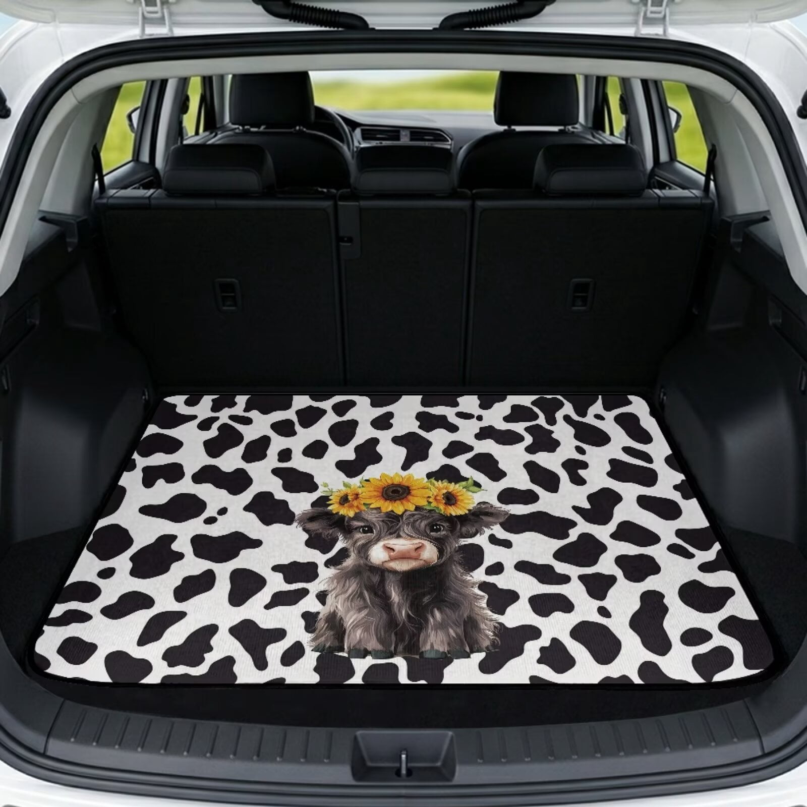 Chririnla Highland Cattle Cow Print Car Cargo Liner,Washable Trunk Seat ...