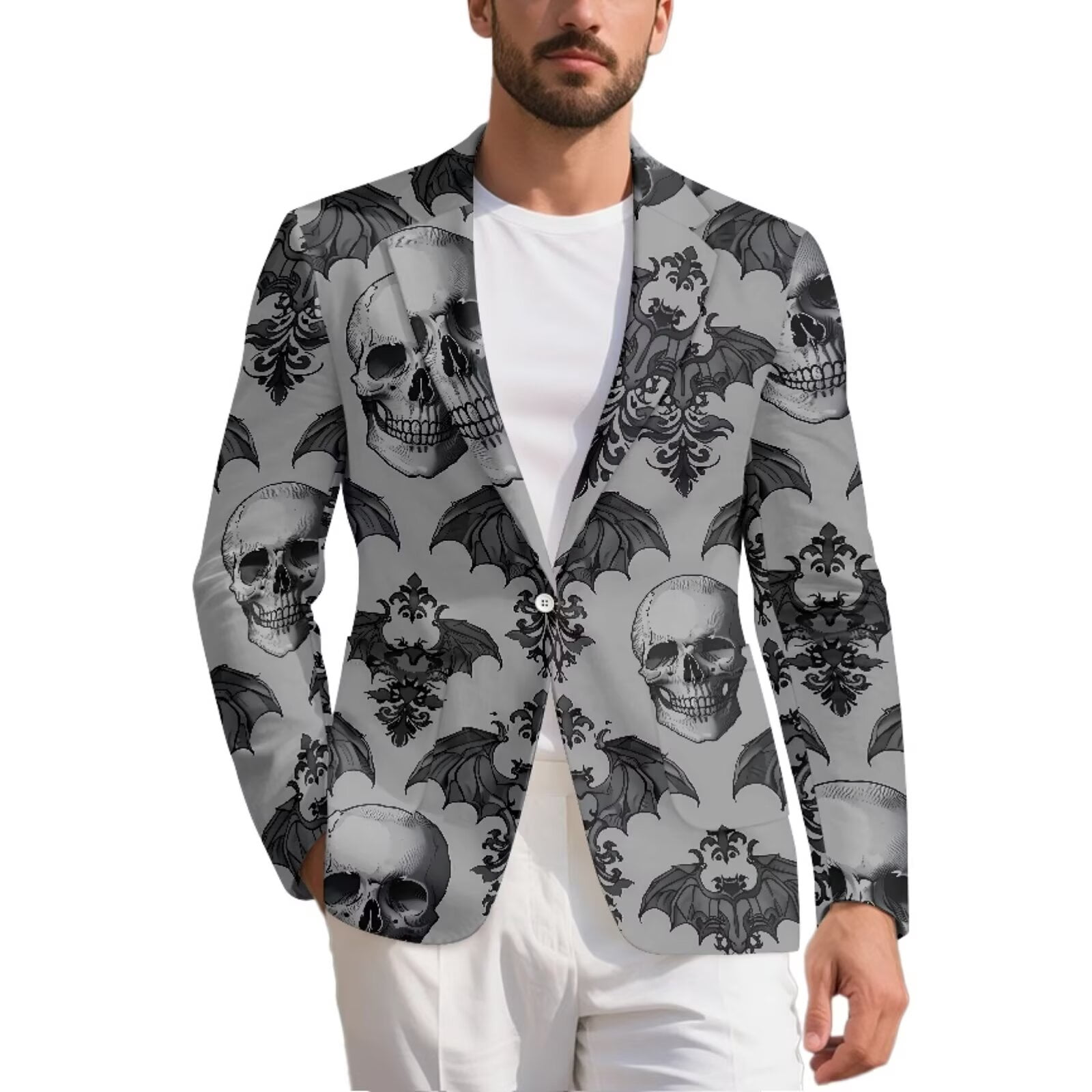 Chririnla Hunted Mansion Suit Blazer for Men's Gothic Skull Jackets ...