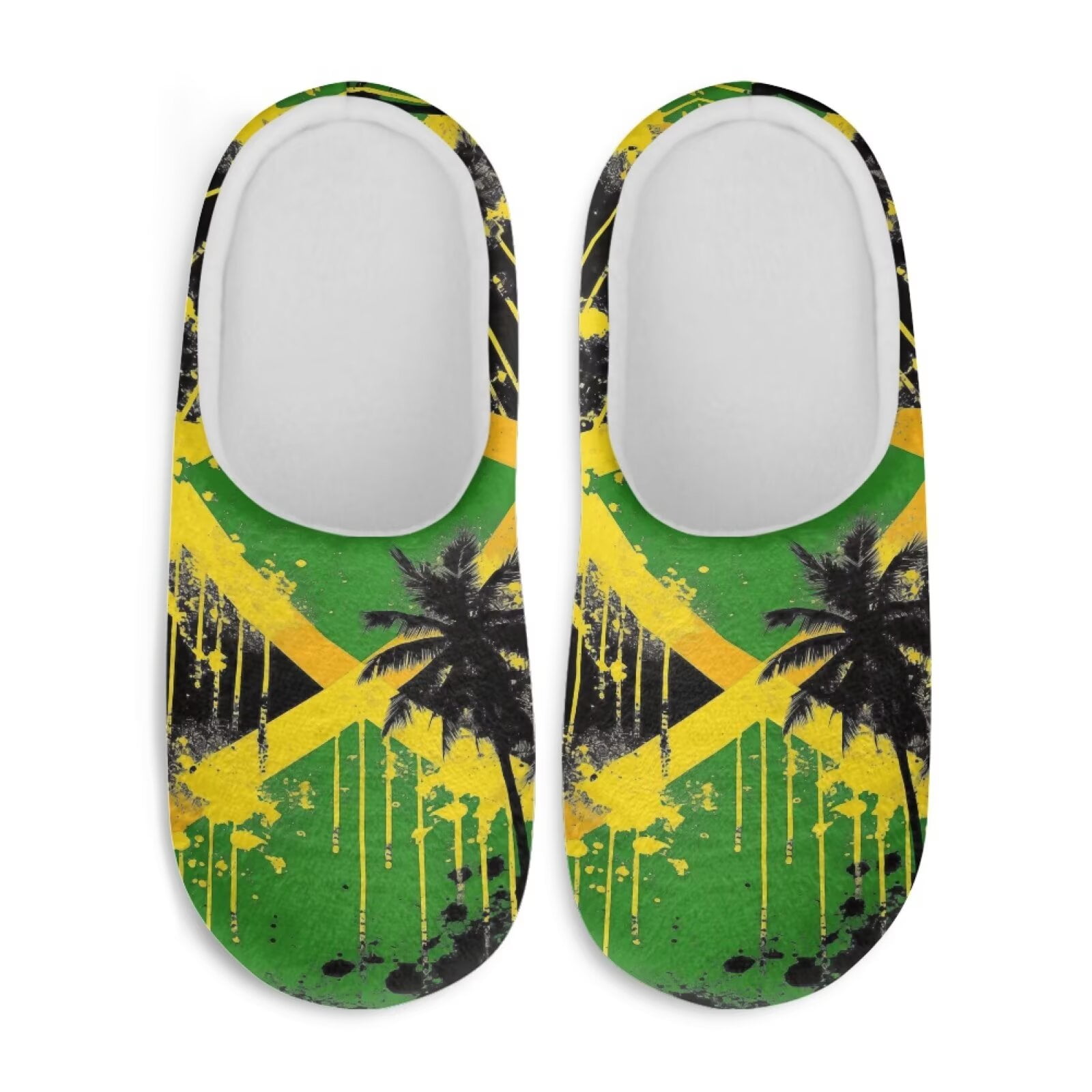 Chririnla Jamaican Flag Palm Tree Bedroom Slippers Cozy Comfy Plush ...