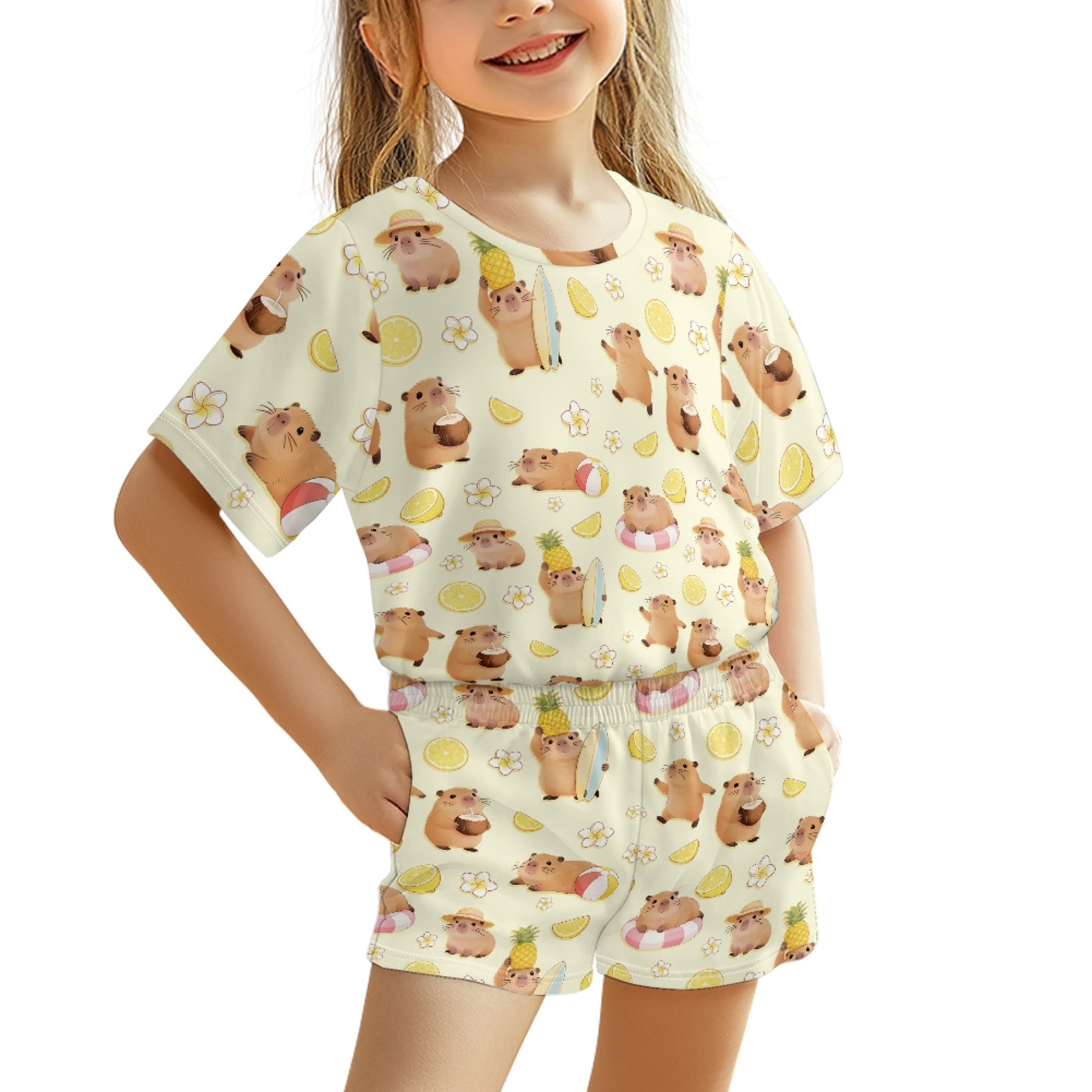 Chririnla Japan Capybara Children's Short Sleeved Shorts Set for Summer ...