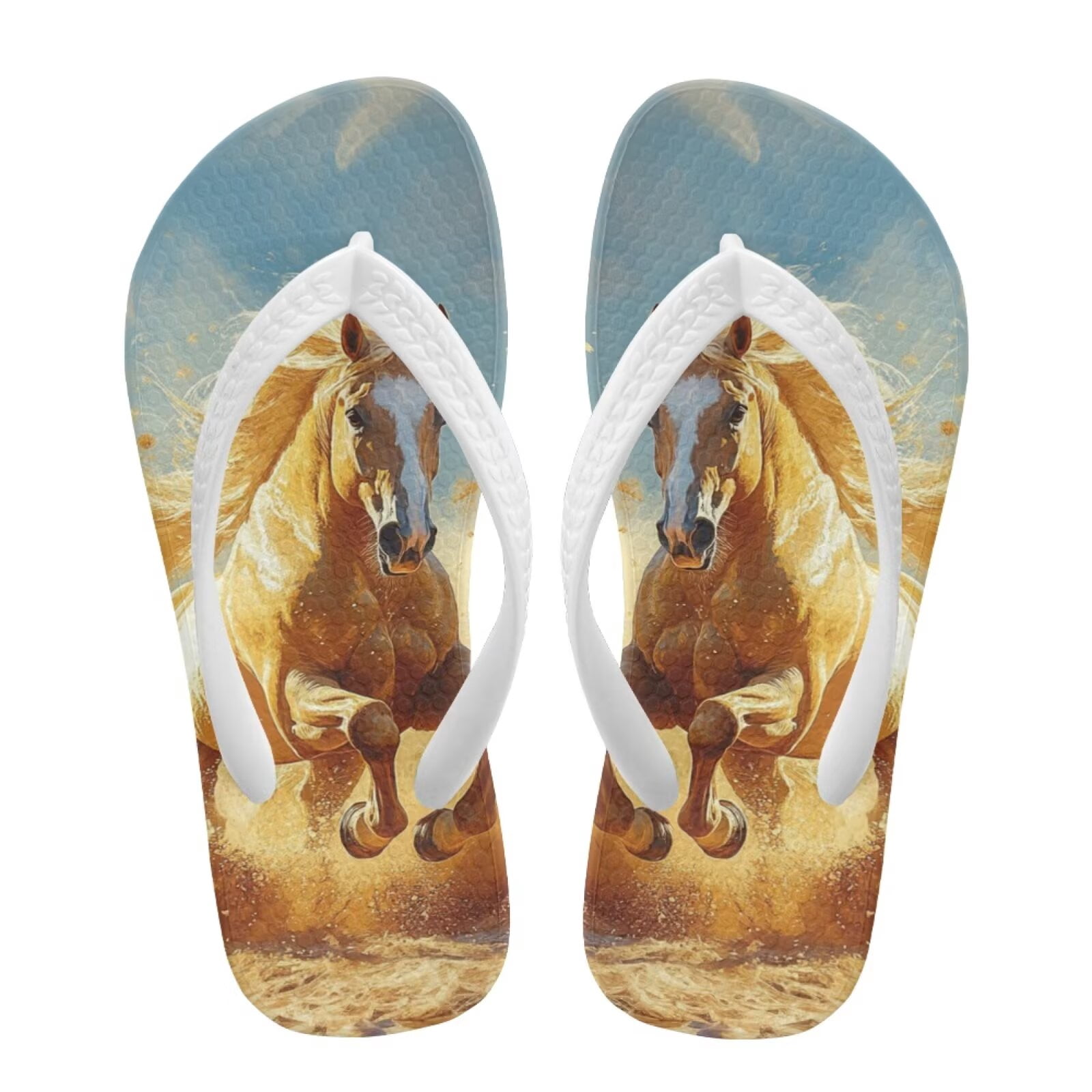 Chririnla Kids Girls Beach Pool Flip Flops Sandals with Running Horse ...