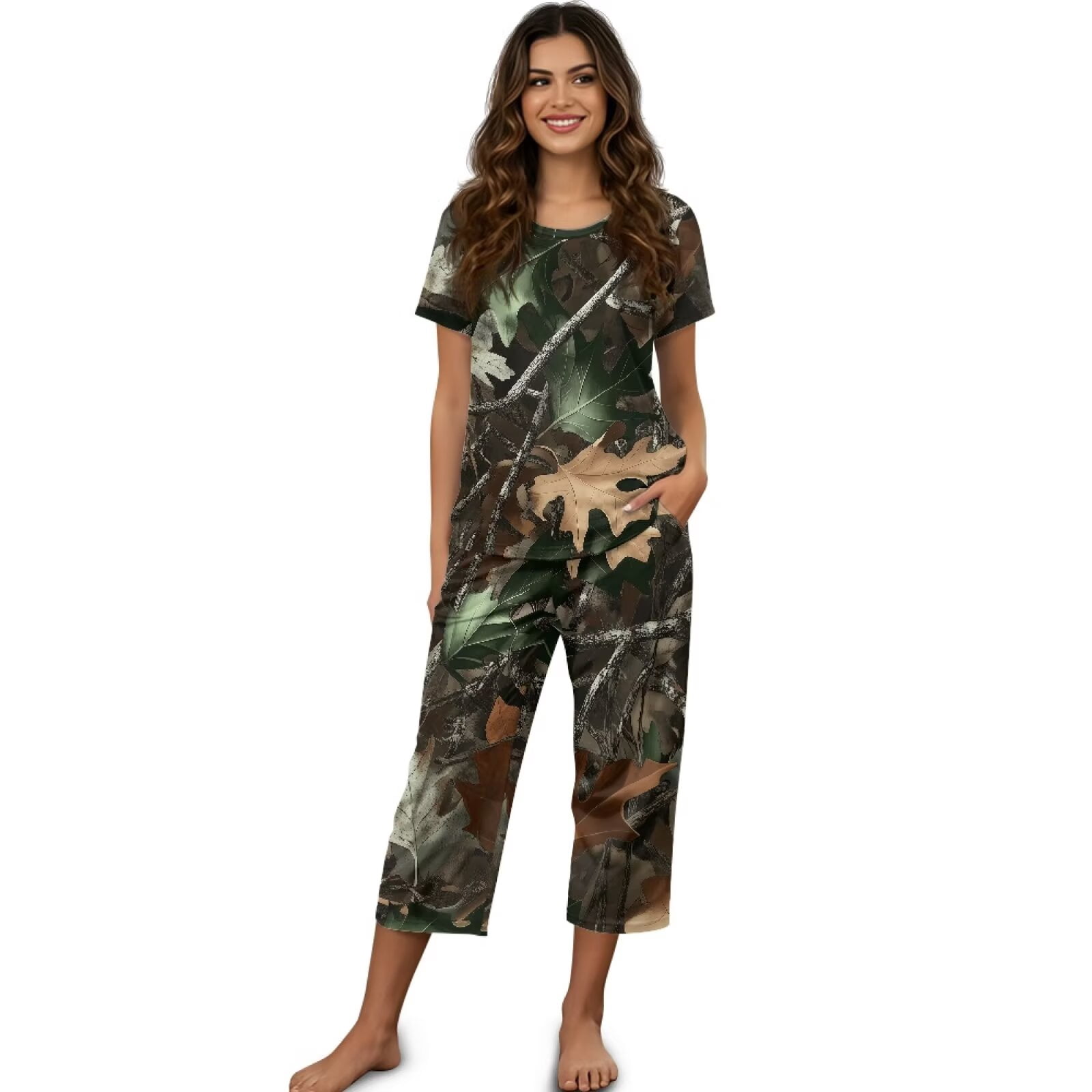 Chririnla Ladies Pajamas Sets Womens Pajama Sets, Camo Hunting Leaves ...