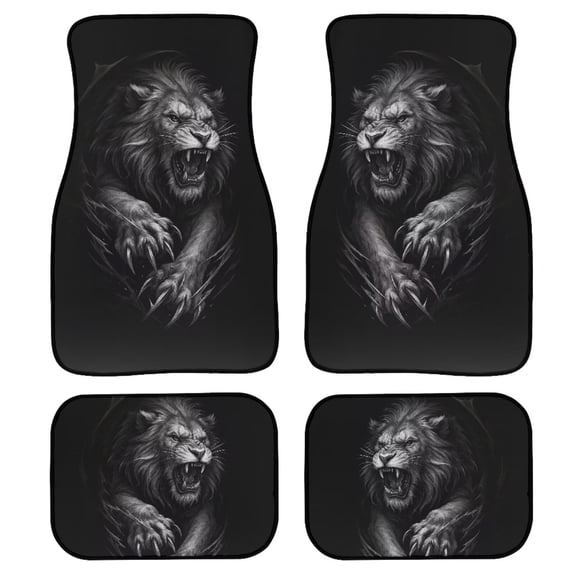 Chririnla Lion Pattern Car Floor Mats Full Set Anti-Slip Front Rear Car ...