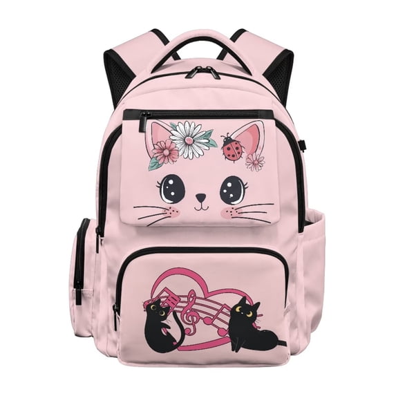 Chririnla Lovely Pink Cat Kids Backpacks for Girls 17 inch School ...