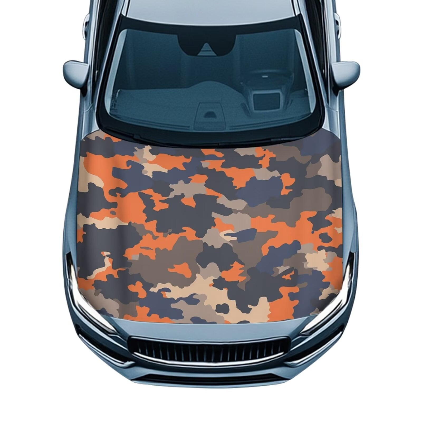Chririnla Orange Camo Car Hood Cover Exterior Accessories Removable ...