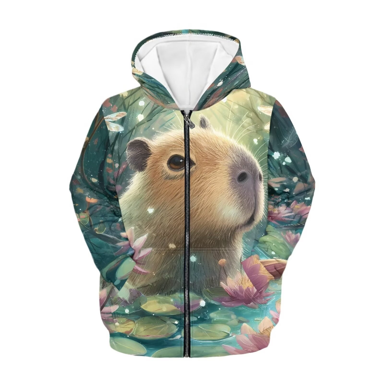 Chririnla Peach Bolssom Axolotl Teens Lightweight Hooded Jacket Long ...