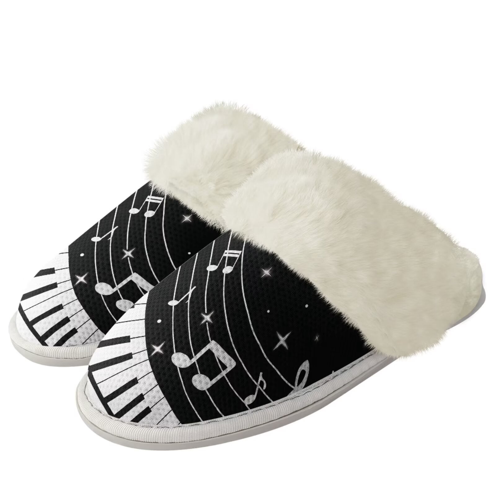 Chririnla Piano Notes Cotton House Shoes for Women Warm Stars Print ...