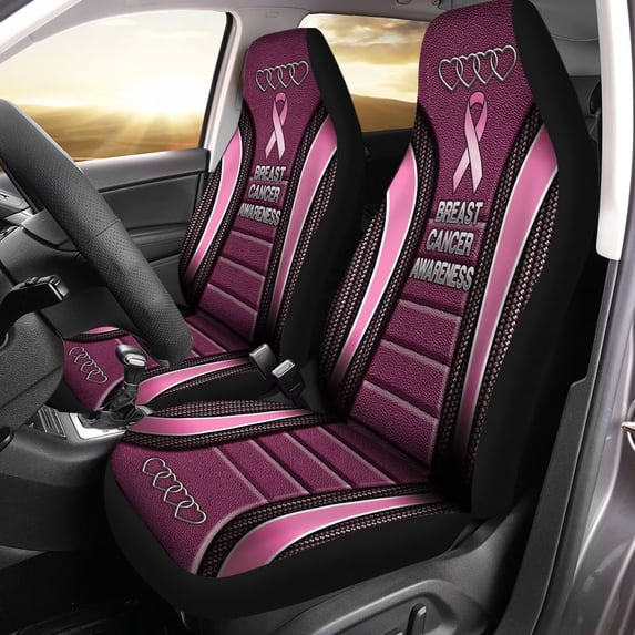 Chririnla Pink Breast Cancer Awareness Print 2pcs Car Seat Covers Set ...