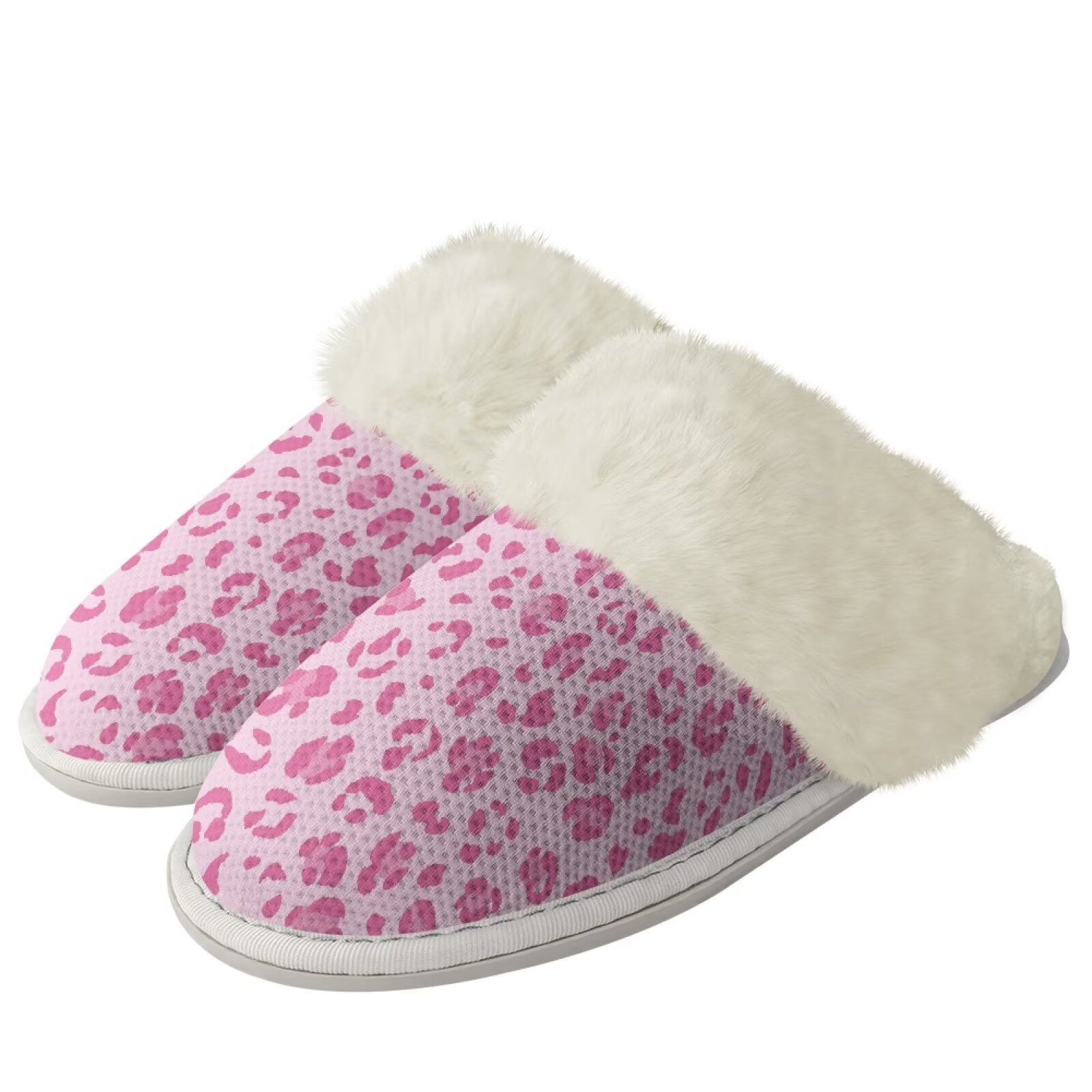 Chririnla Pink Cheetah Print Plush House Slippers for Men Warm House ...