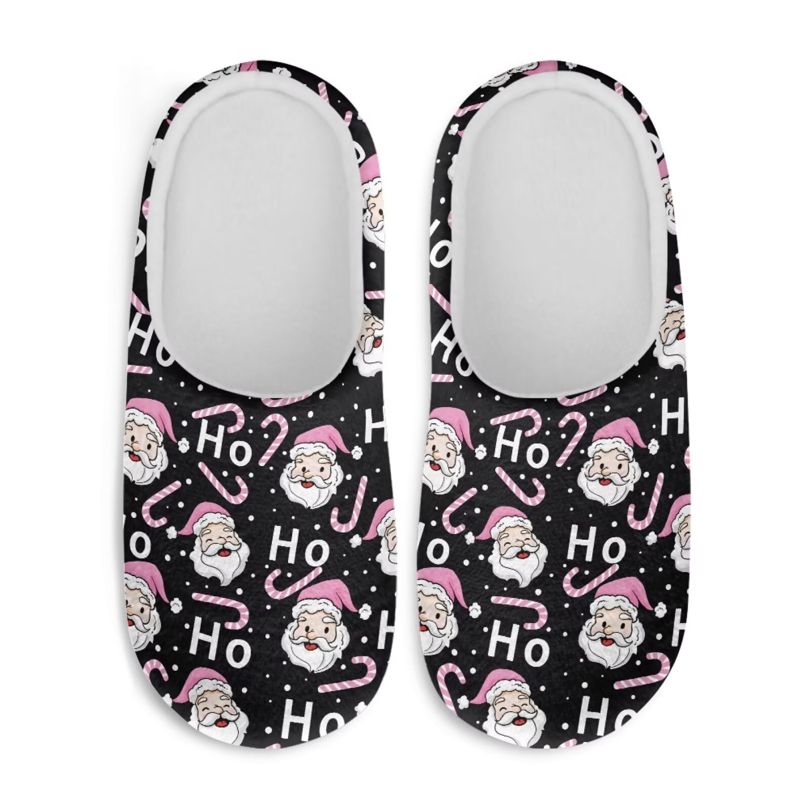 Chririnla Pink Santa Claus Men's Winter Slippers Warm Cozy Anti-skid ...