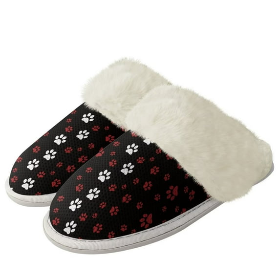 Chririnla Puppy Dog Paw Plush House Shoes for Women Warm Winter Home Fuzzy Slippers Warm Bedroom ...