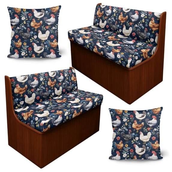 Chririnla RV Dinette Cushion Covers Booth Set Chicken Blossom Print ...