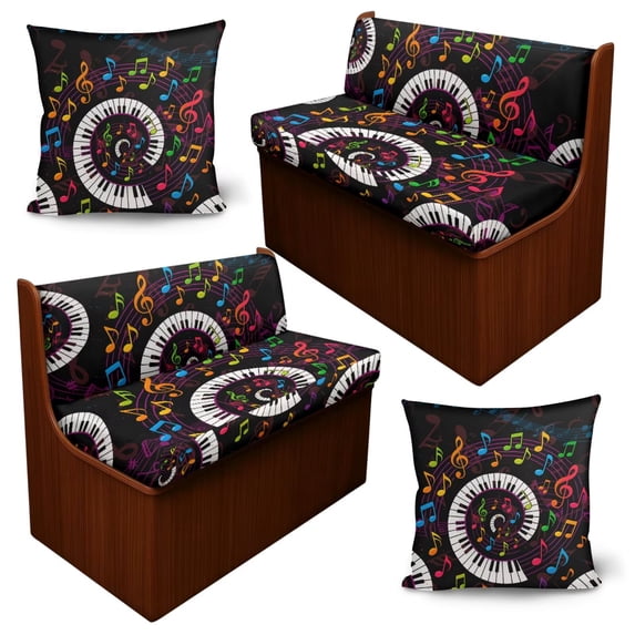 Chririnla RV Dinette Cushion Covers Booth Set Spiral Music Note RV Seat ...