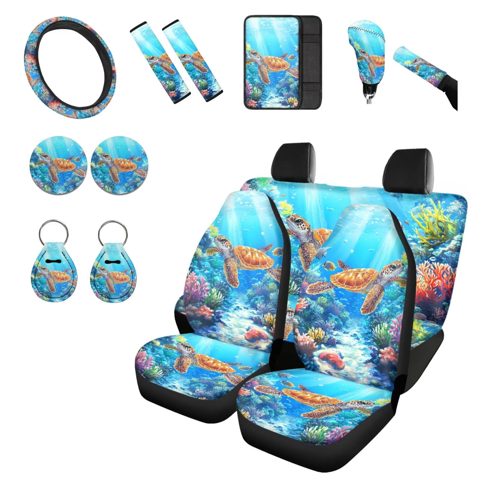 Chririnla Sea Turtle Car Seat Cover Full Set for Women Men Tropical ...