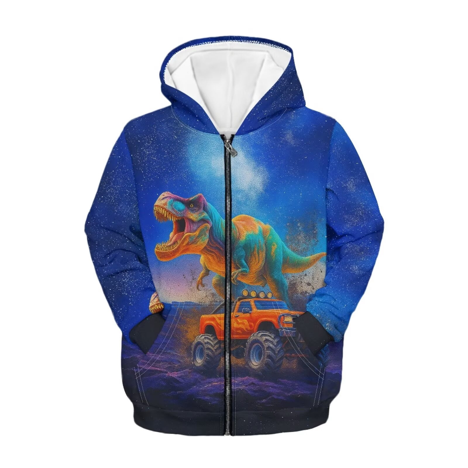 Chririnla Space Dinosaur Off Road Vehicle Athletic Zip Up Jacket for ...