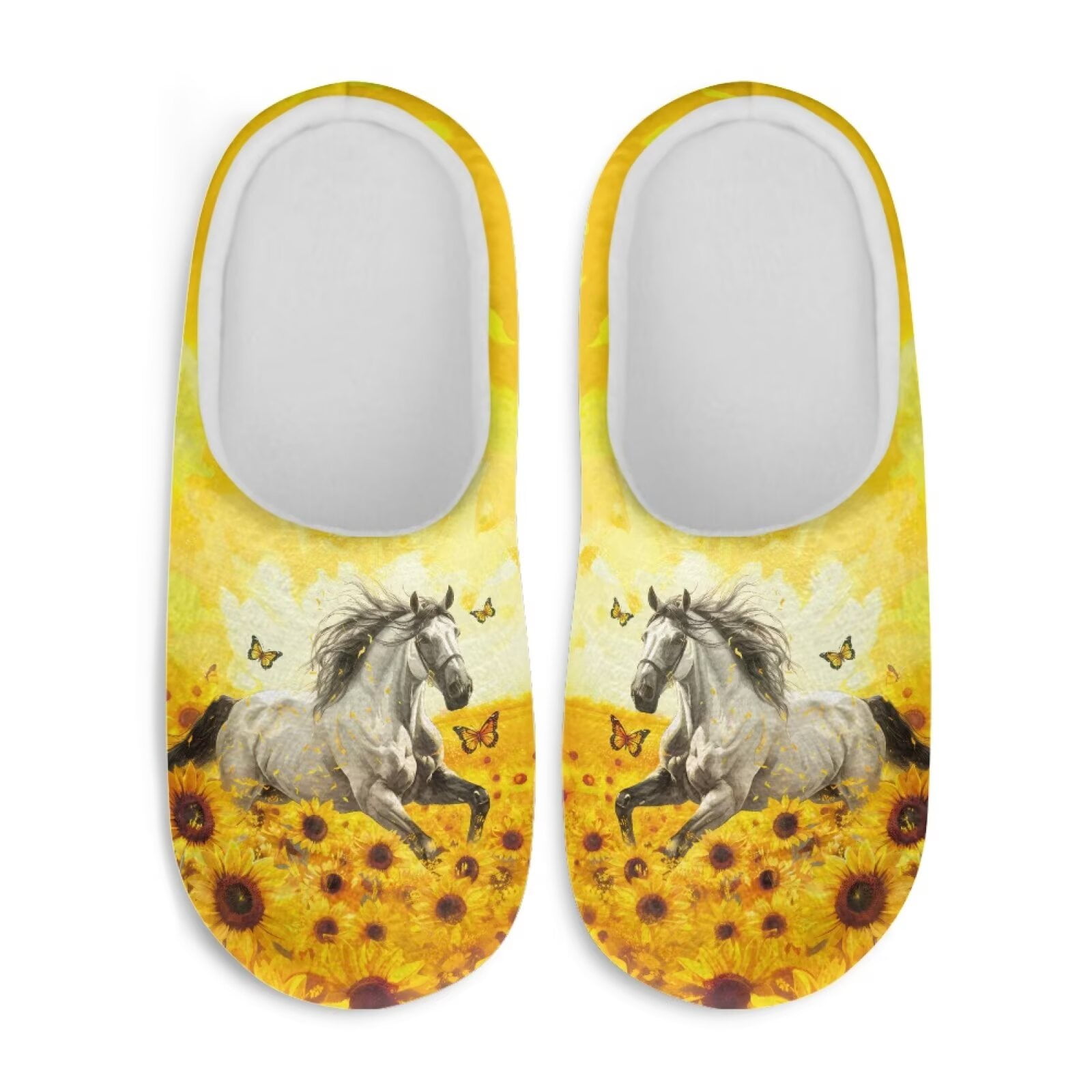 Chririnla Sunflower Butterfly Horse Women's Home Slippers Soft Plush Fuzzy Comfy Non Slip Indoor ...