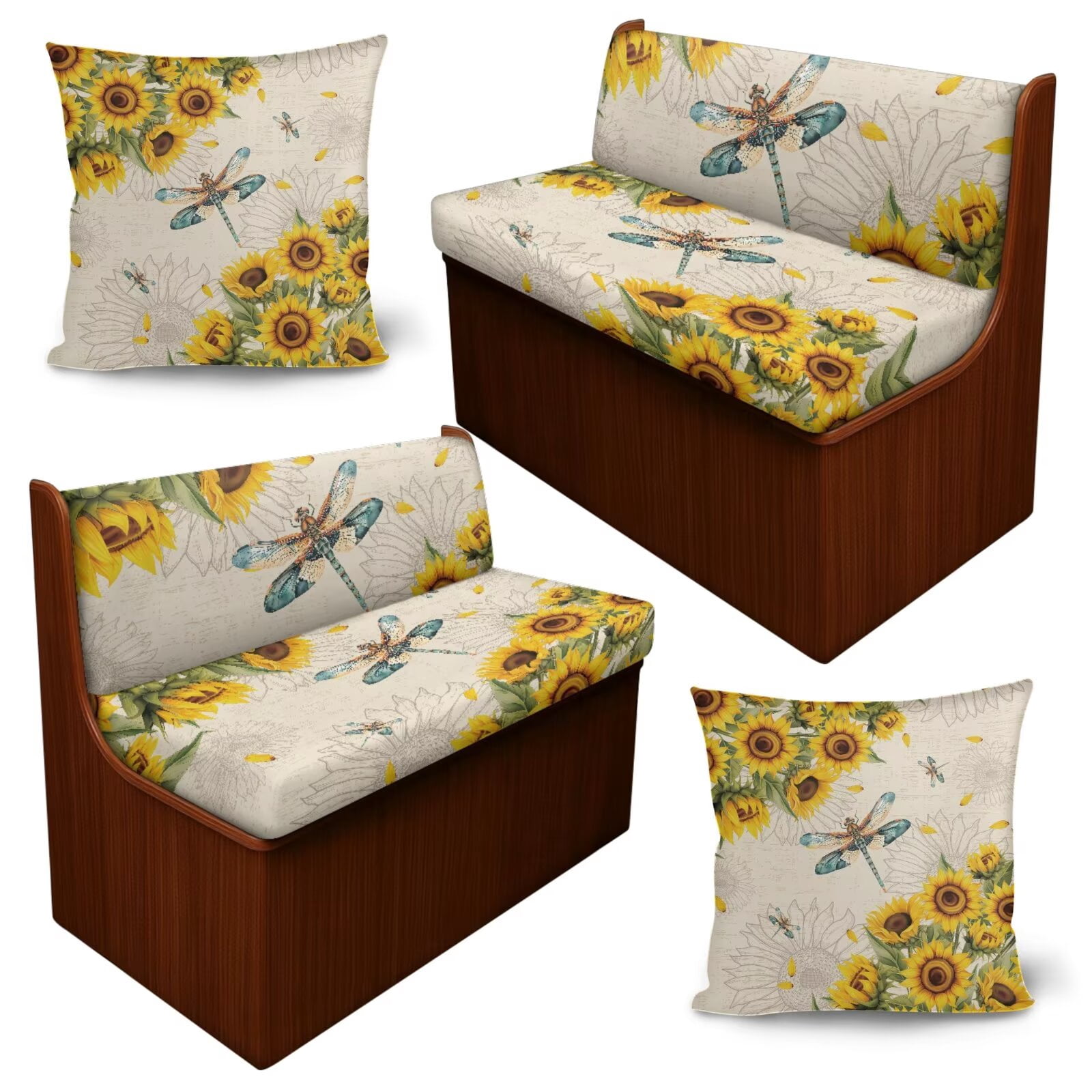 Chririnla Sunflower Dragonfly RV Couch Covers for Sofa Bed 2-Piece ...
