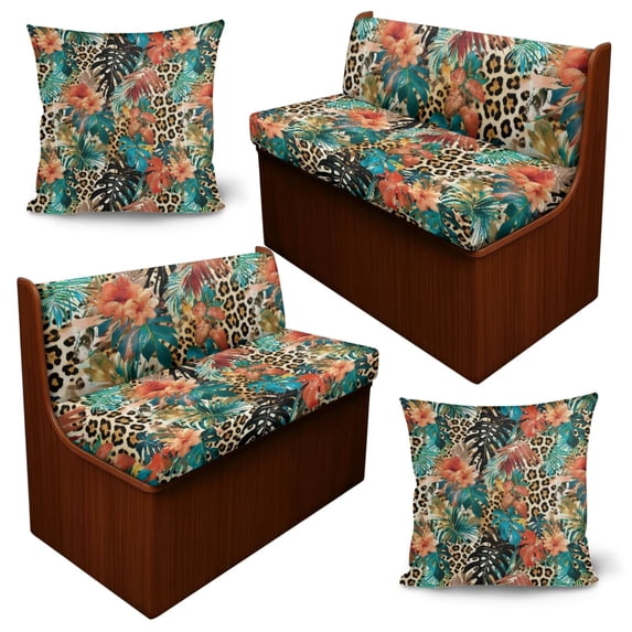 Chririnla Tropical Floral Leopard RV Dinette Cushion Covers Casual ...
