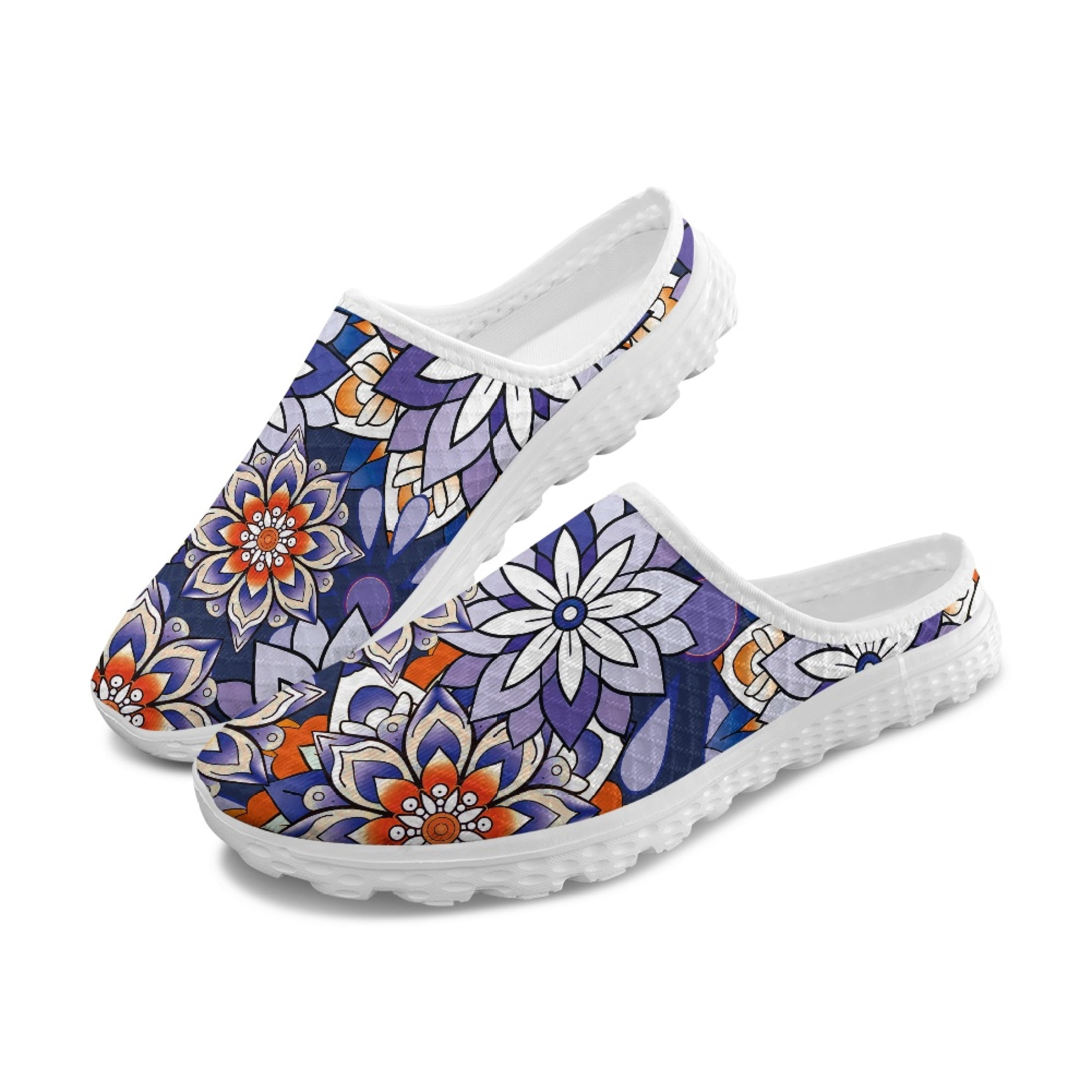 Chririnla Unisex Breathable Mesh Mandala Floral Slip On Mules - Comfort ...