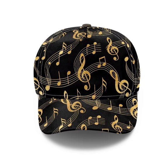 Chririnla Unisex Curved Bill Retro Cap with Music Notes Print, Classic ...