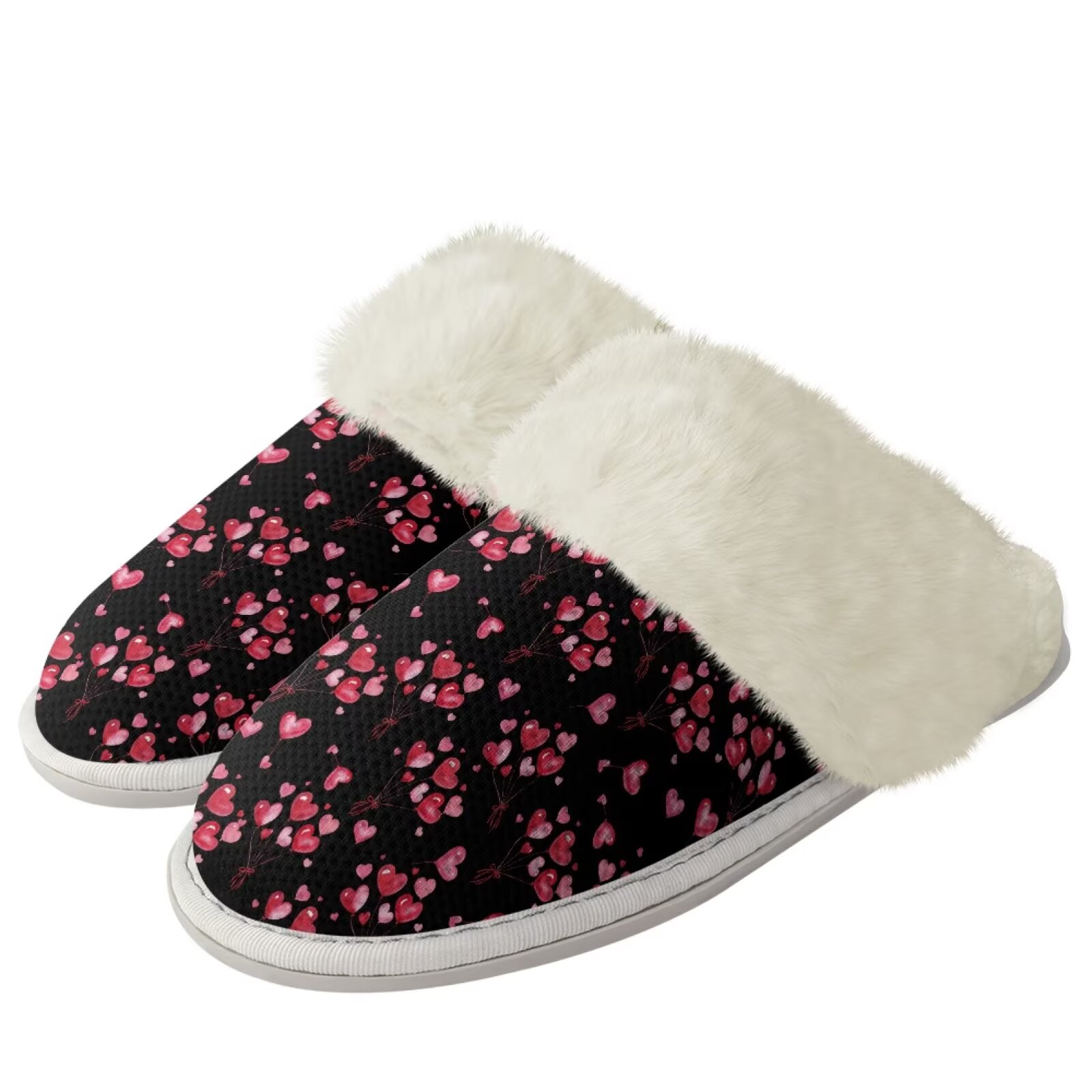Chririnla Valentine's Cotton Slippers with Fur Edges Warm House Shoes ...