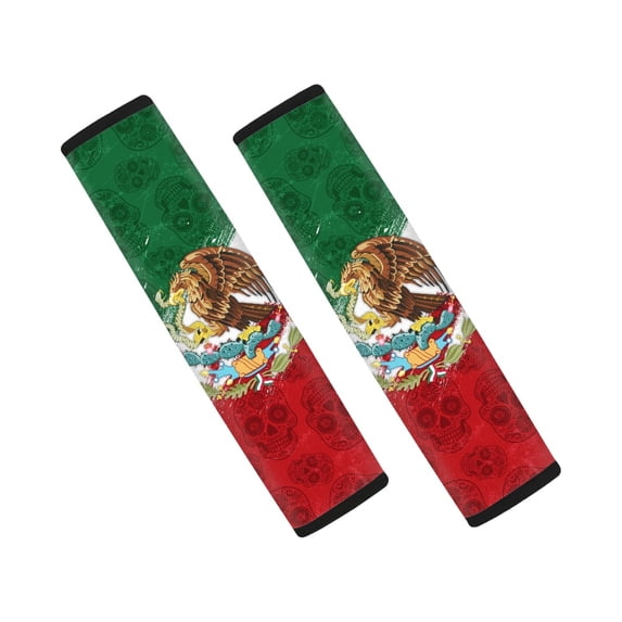 Chririnla Vintage Mexican Flag with Sugar Skull Pattern Seatbelt ...
