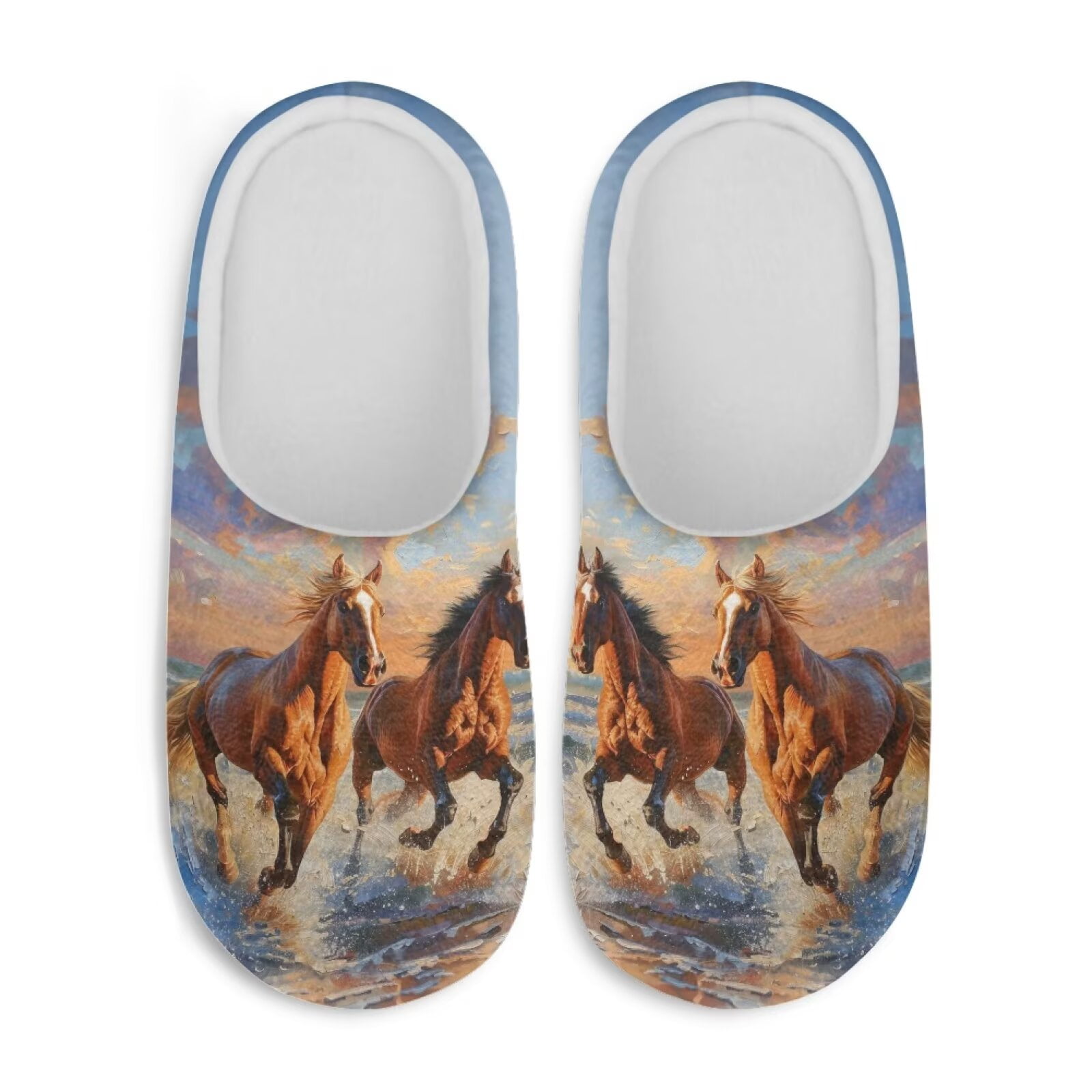 Chririnla Water Running Horse Thanksgiving Slippers Soft Plush Fuzzy ...