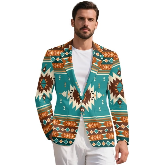 Chririnla Western Aztec Suit Blazer for Men's Tribal Geometric Jackets ...