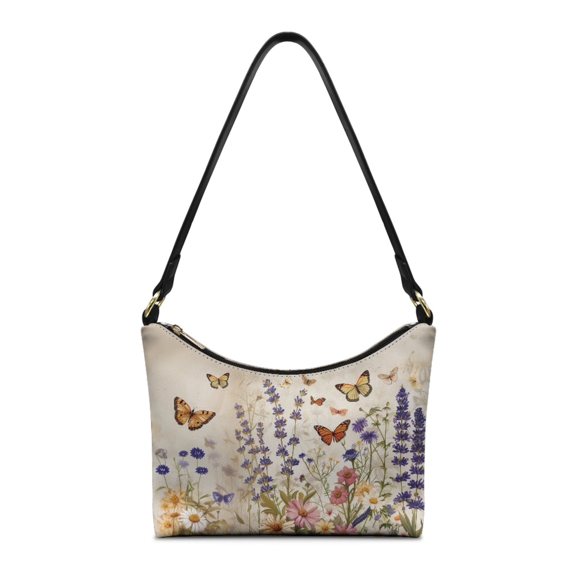 Chririnla Wildflower Butterfly Pattern PU Leather Hobo Bag for Women ...
