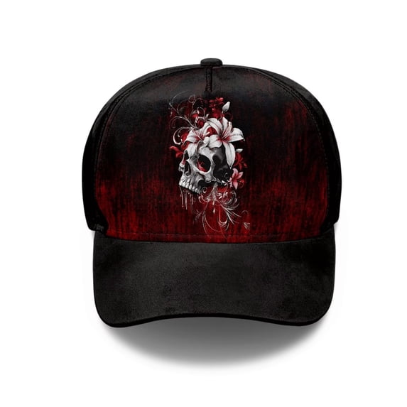 Chririnla Women's Baseball Cap with Floral Skull Print, Soft Dad Hat ...