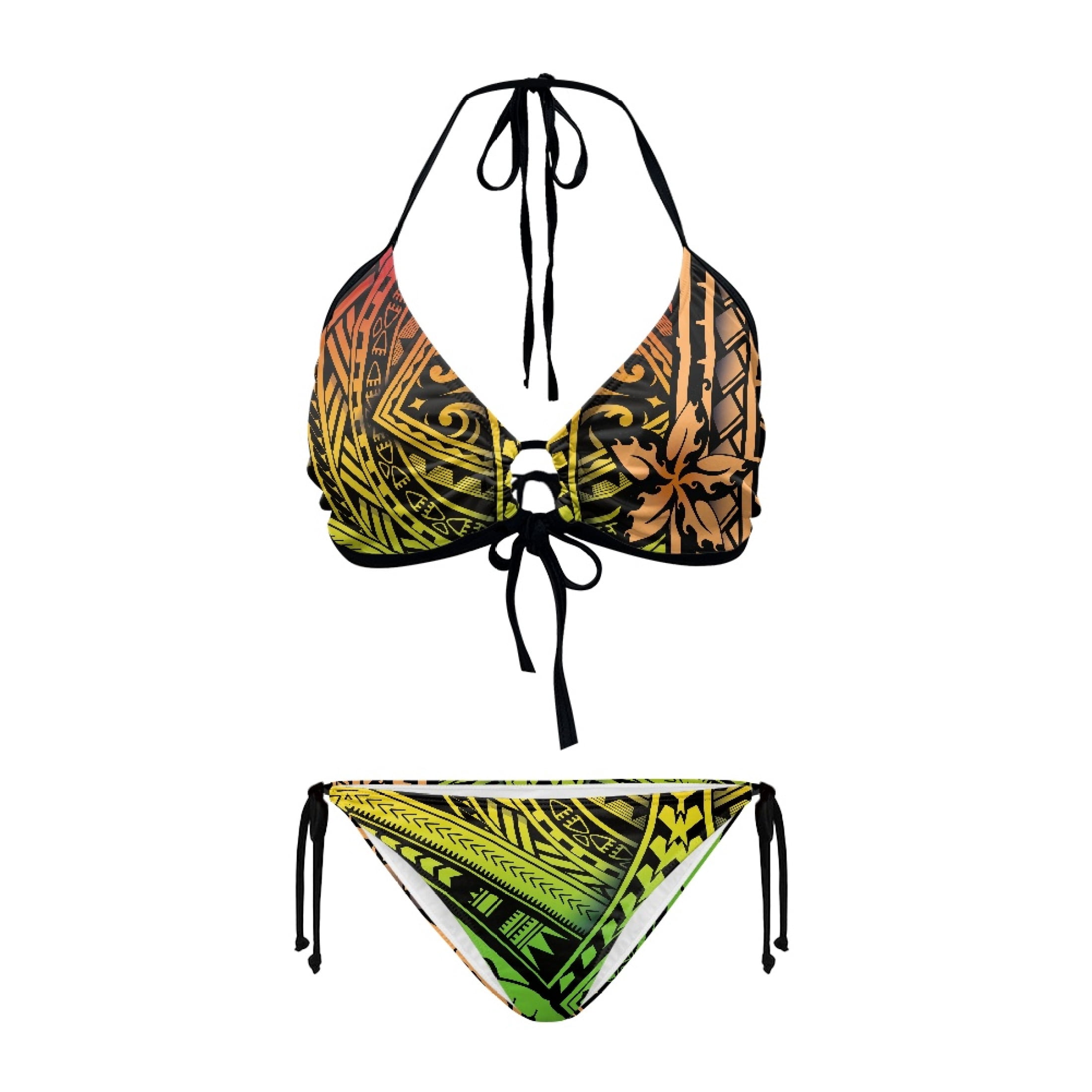 Chririnla Women's Halter Neck Bikini Set - Gradient Geometric Print Two ...