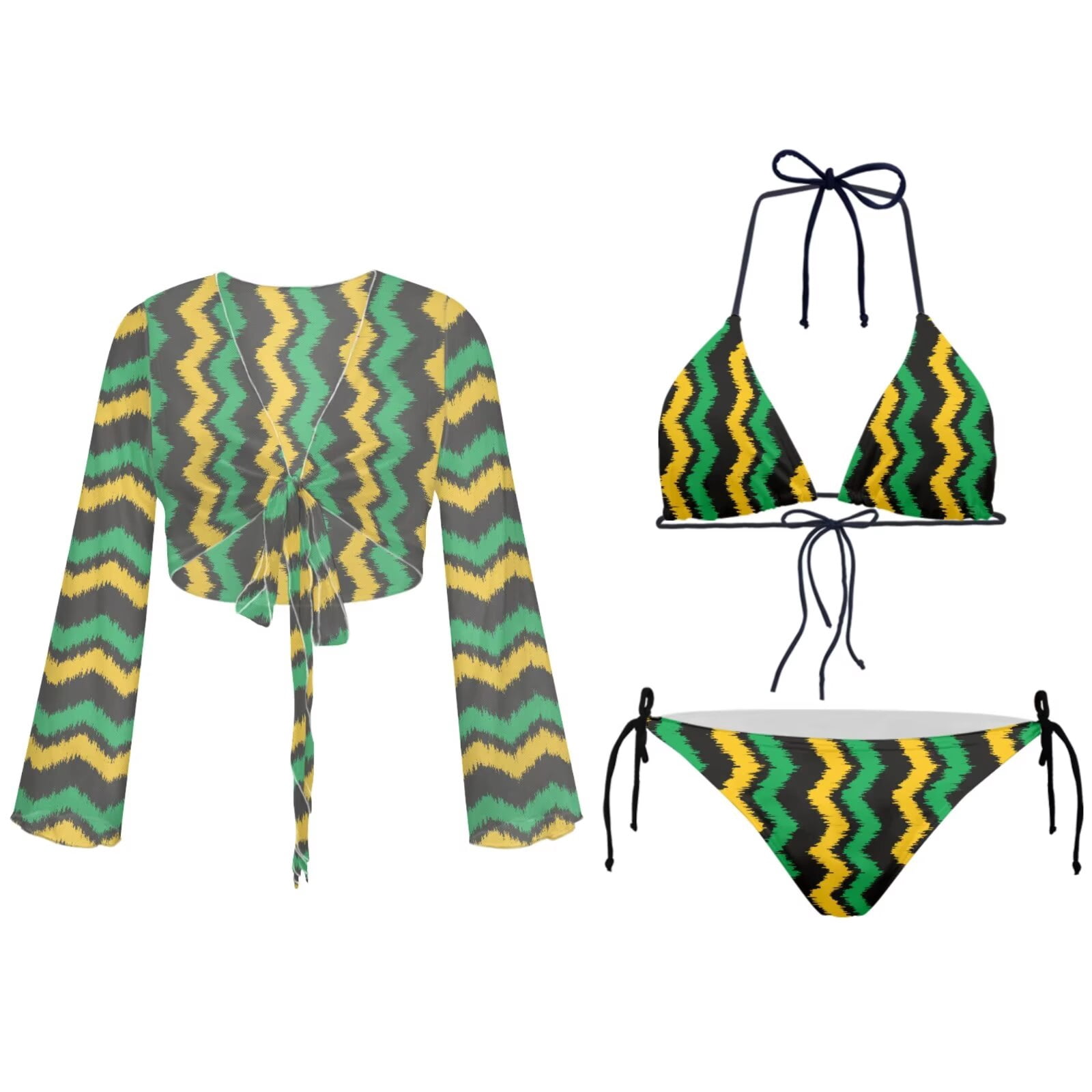 Chririnla Women’s High Waisted Bikini Sets Jamaican Flag Print 3Piece ...