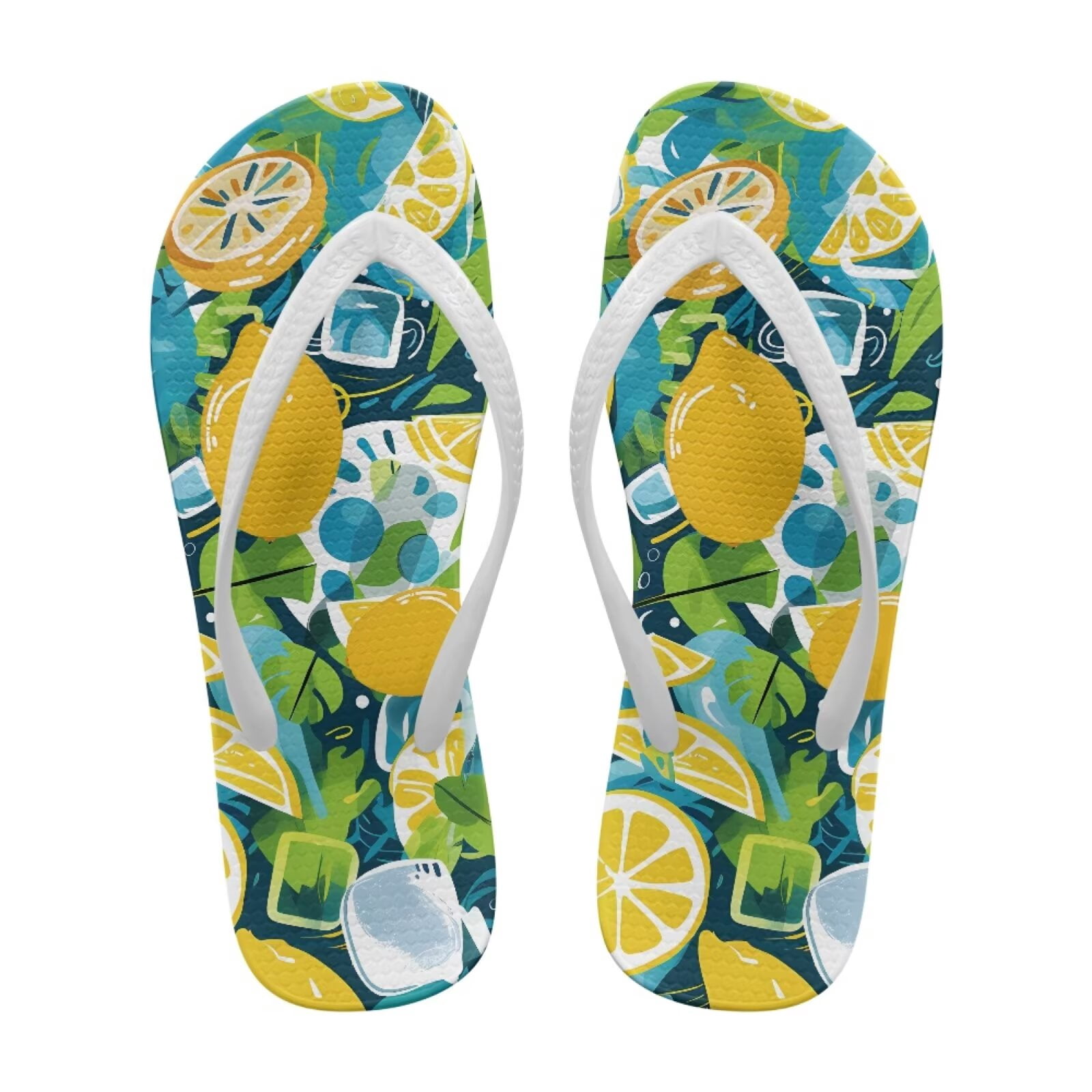 Chririnla Women's Lemon Ice Print Flip Flops Casual Arch Support Non ...