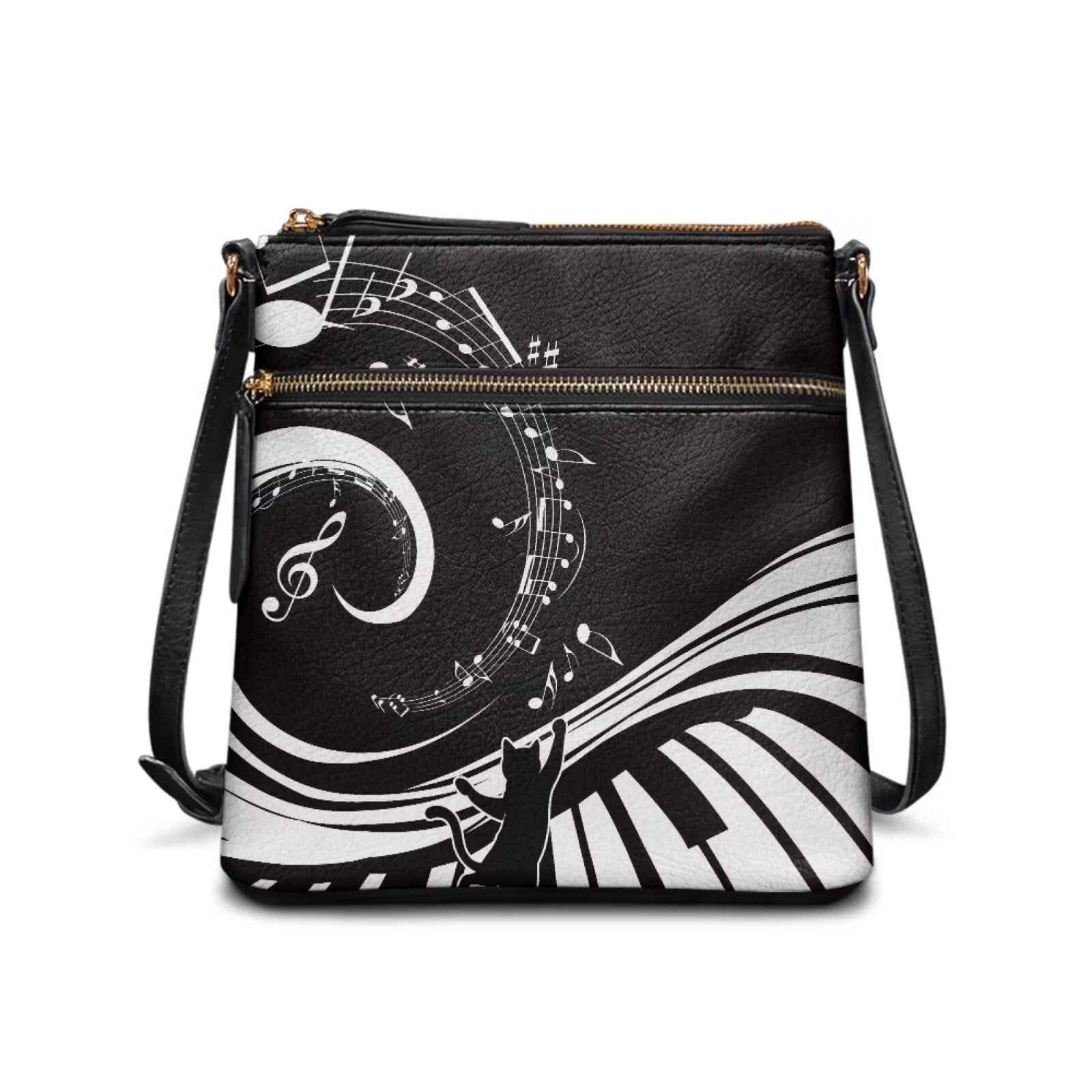 Chririnla Women's Music Note Cat Leather Handbag Crossbody Bag for Lady ...