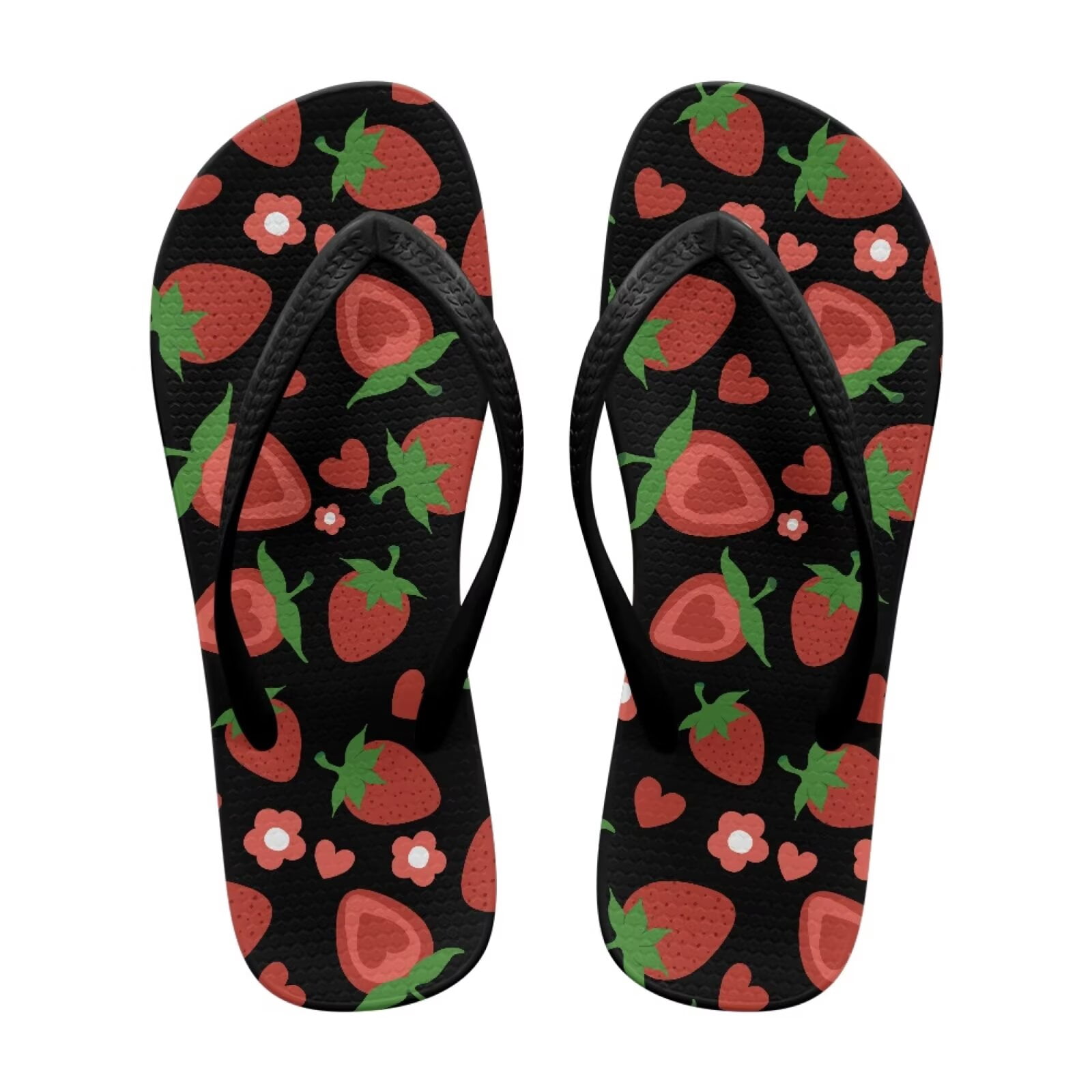 Chririnla Women's Strawberry Flower Print Beach Sandals Casual ...