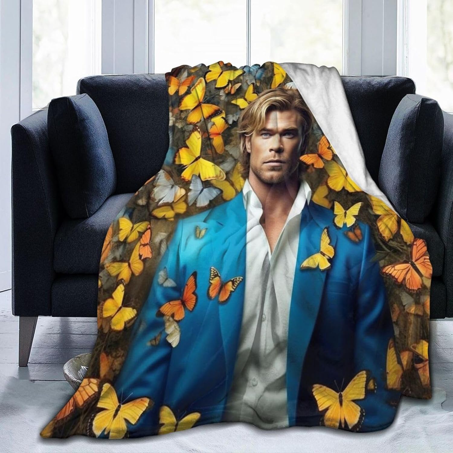 Chris Actor Hemsworth Throw Blanket Flannel Blanket Warm Soft ...