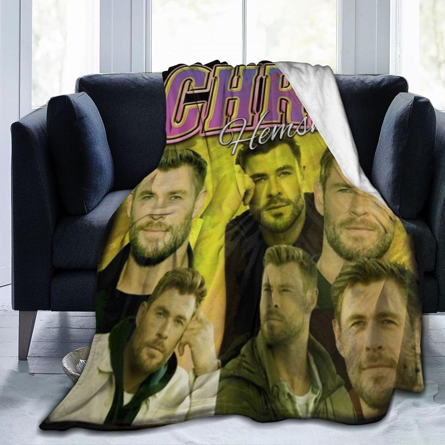 Chris Actor Hemsworth Throw Blanket Flannel Blanket Warm Soft ...
