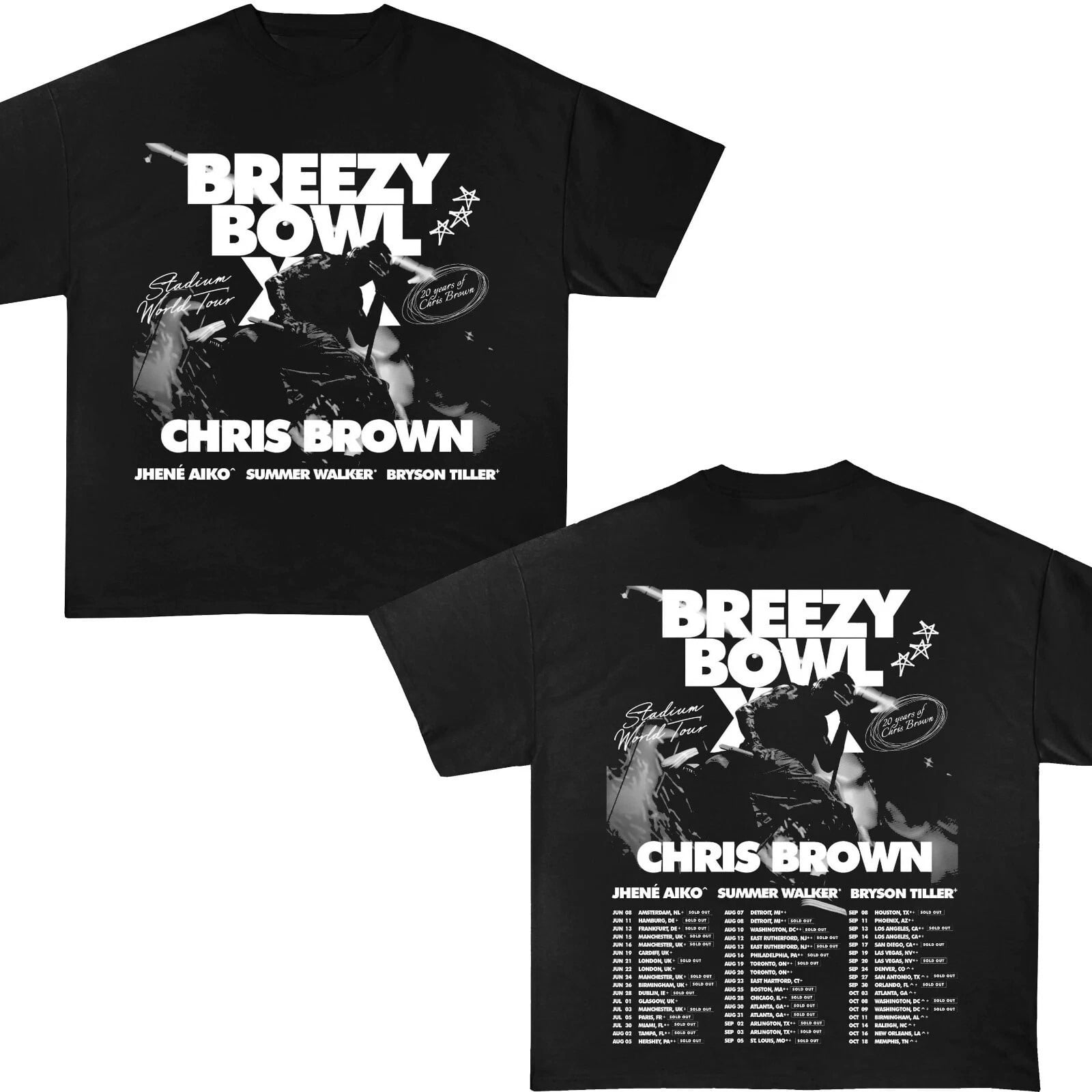 Chris Bro...wn Breezy Bowl XX Tour T-shirt, Chris Brown New Dates Shirt ...