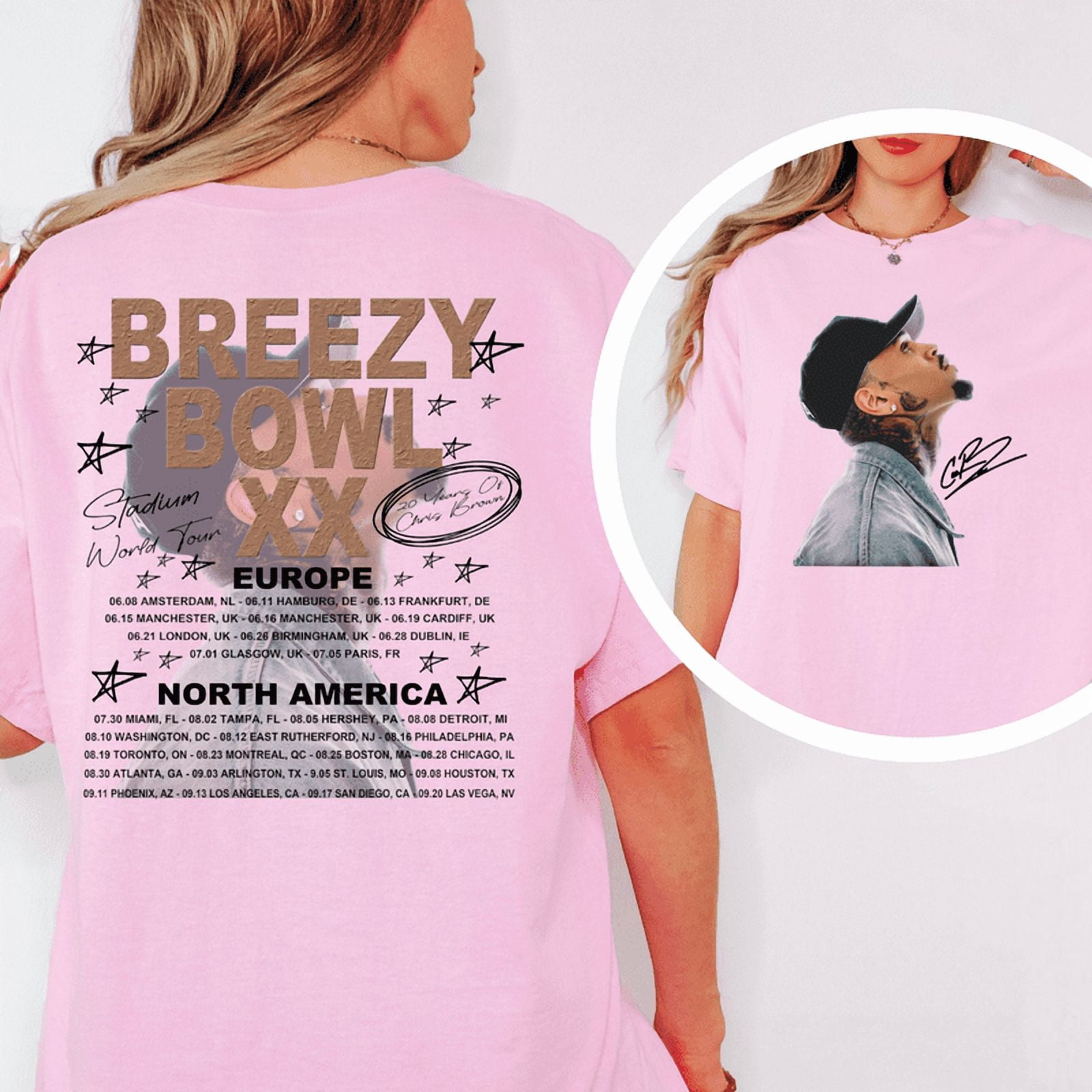 Chris Brown 2-side Shirt | Breezy Bowl XX Stadium World Tour 2025 ...